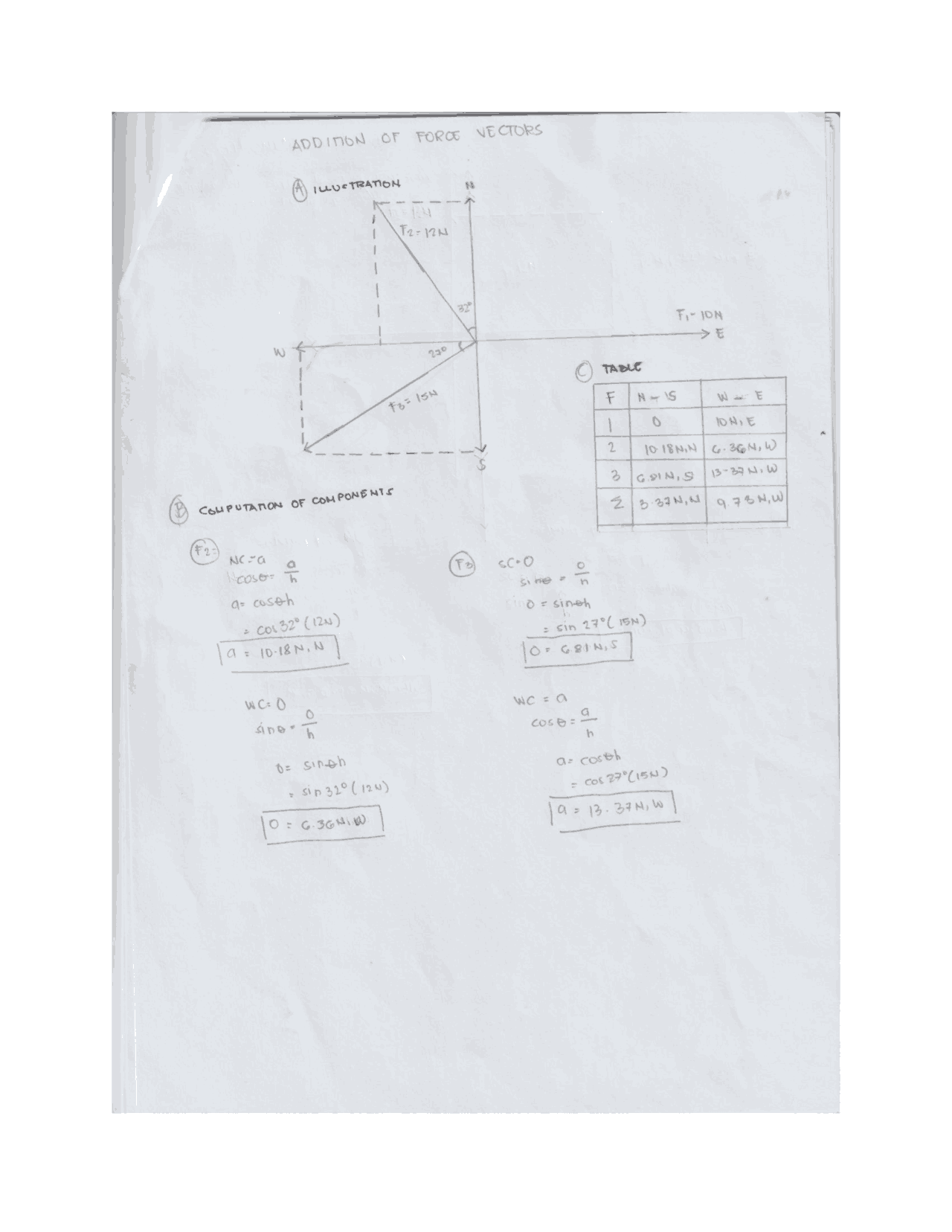Force Vectors Grade 12 Docsity