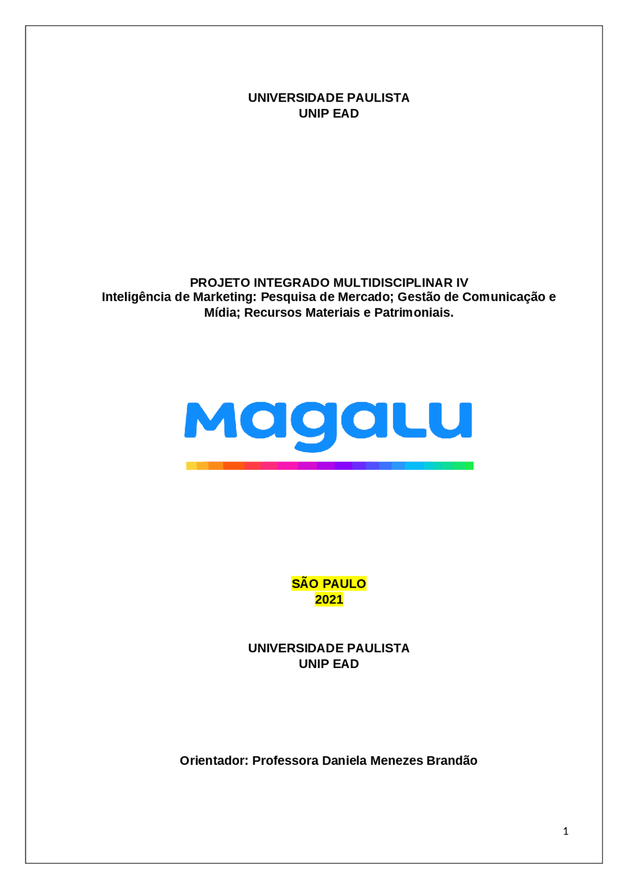 Projeto Integrado Multidisciplinar Docsity