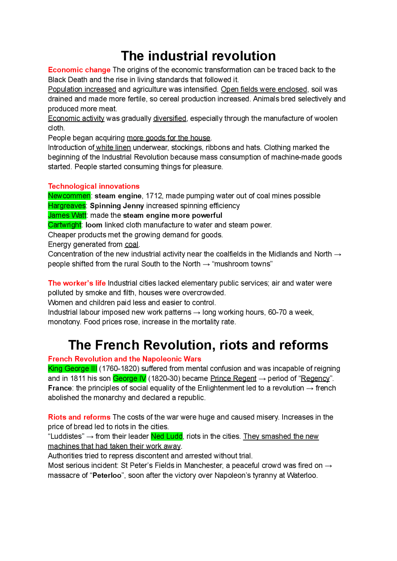 The industrial revolution and the french revolution | Appunti di ...