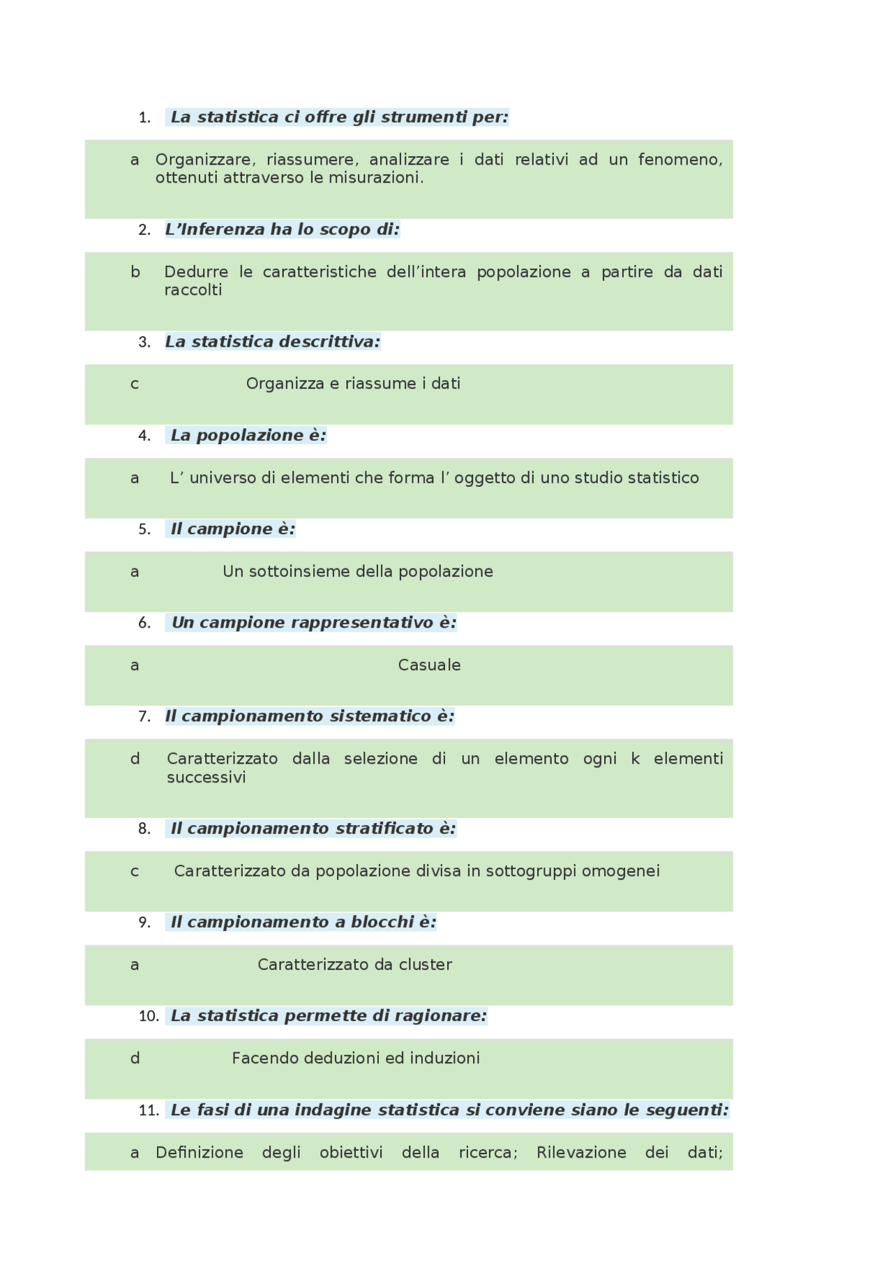 Statistica Domande E Risposte Prove Desame Di Statistica Docsity