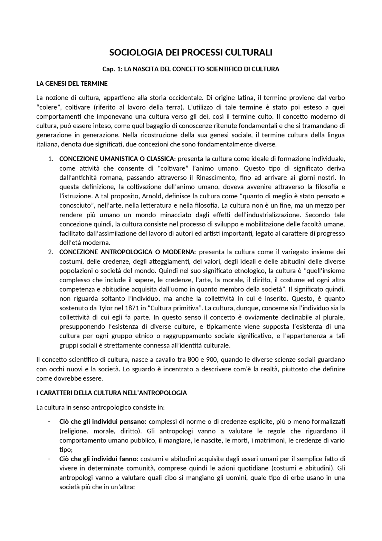 Riassunto Primo Capitolo Docsity