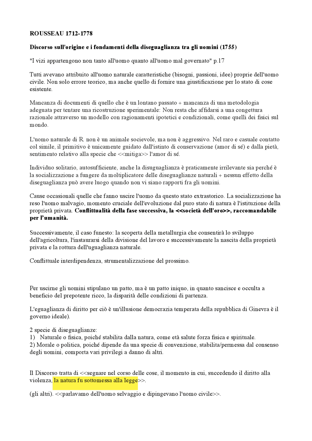 Rousseau Ii Discorso Docsity