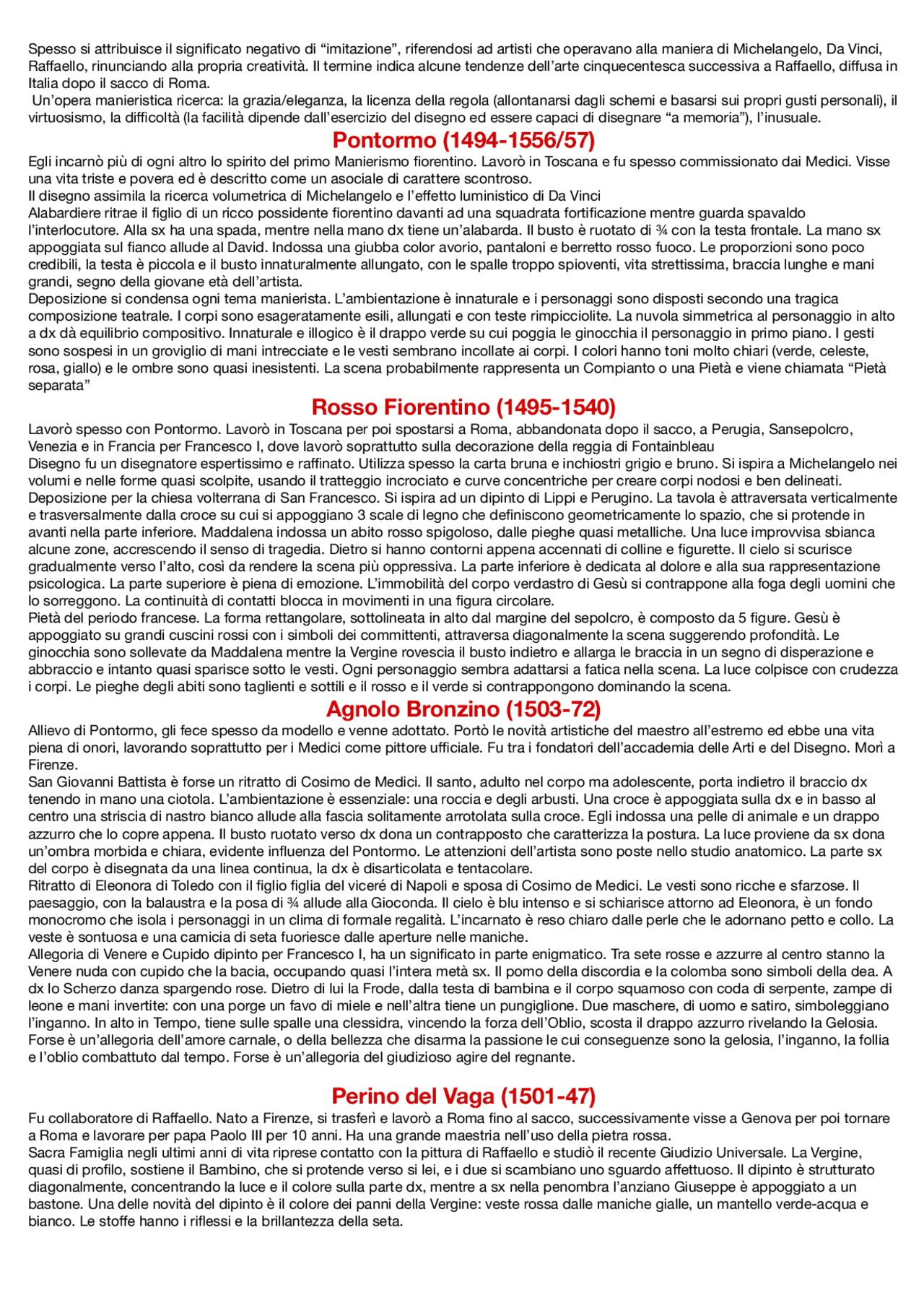 Il Manierismo Docsity