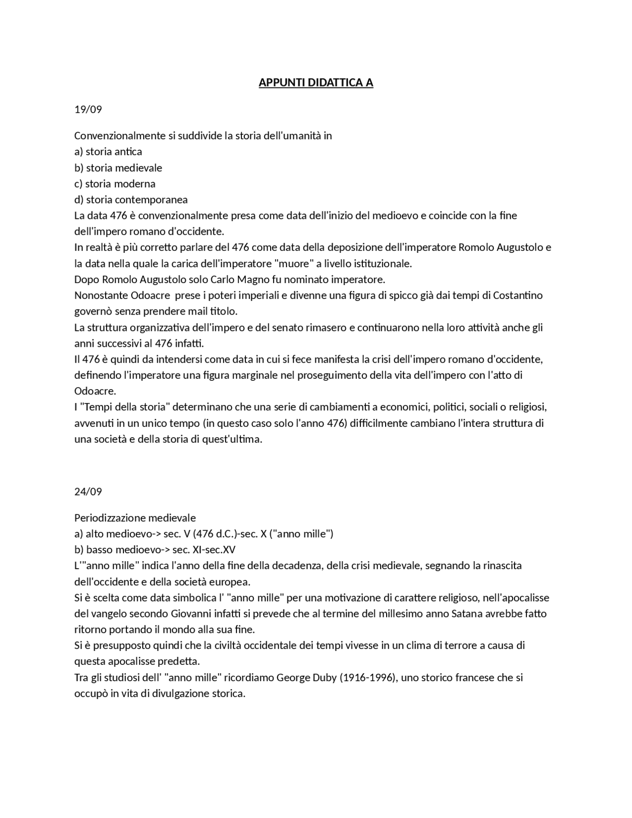 Appunti modulo A metodologia dello studio della storia | Appunti di Storia - Docsity
