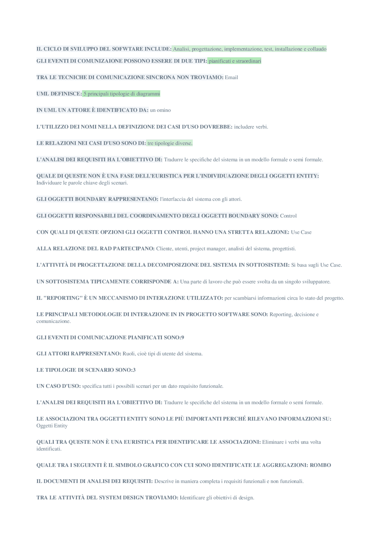 Prove Desame Ingegneria Del Software Docsity