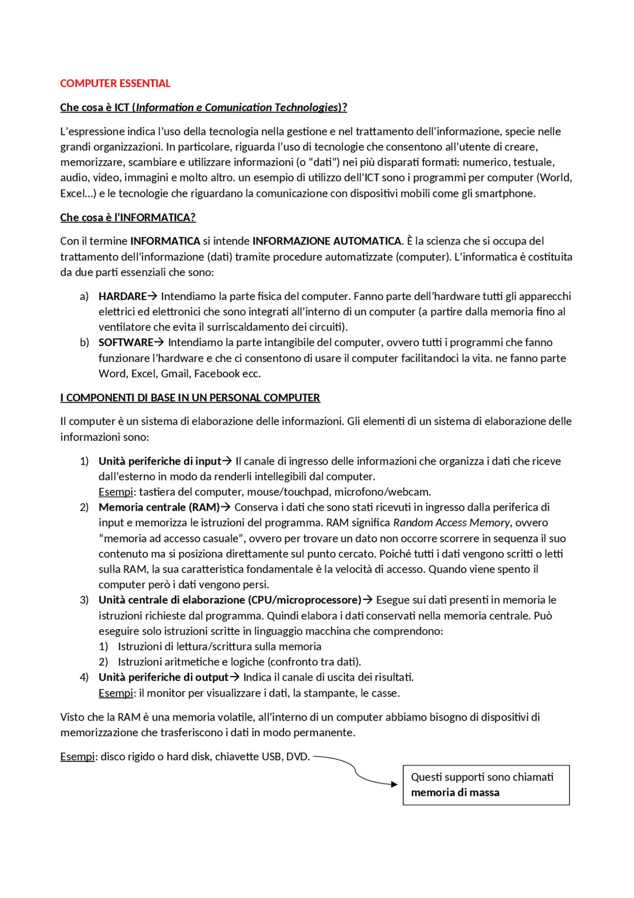 Appunti Idoneità Informatica Docsity