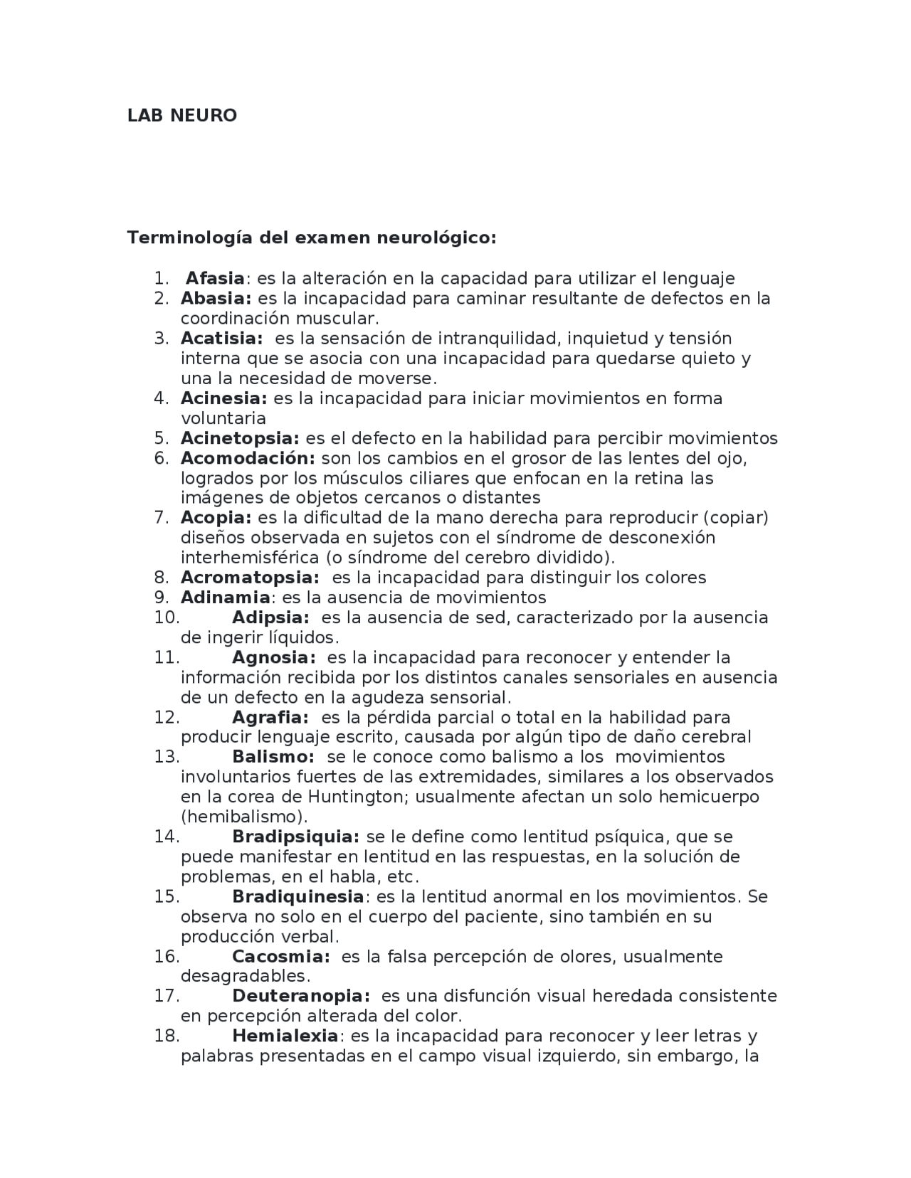 Resumen De Neurologia Docsity
