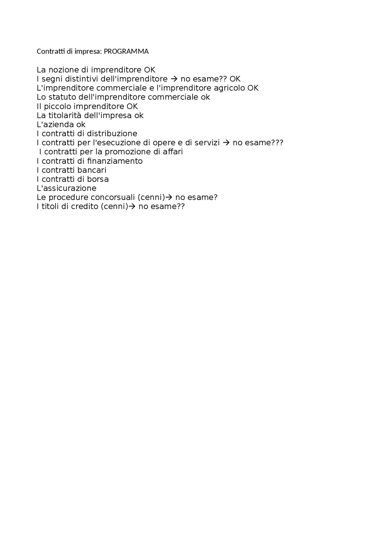 Riassunto Programma Contatti Dimpresa Docsity