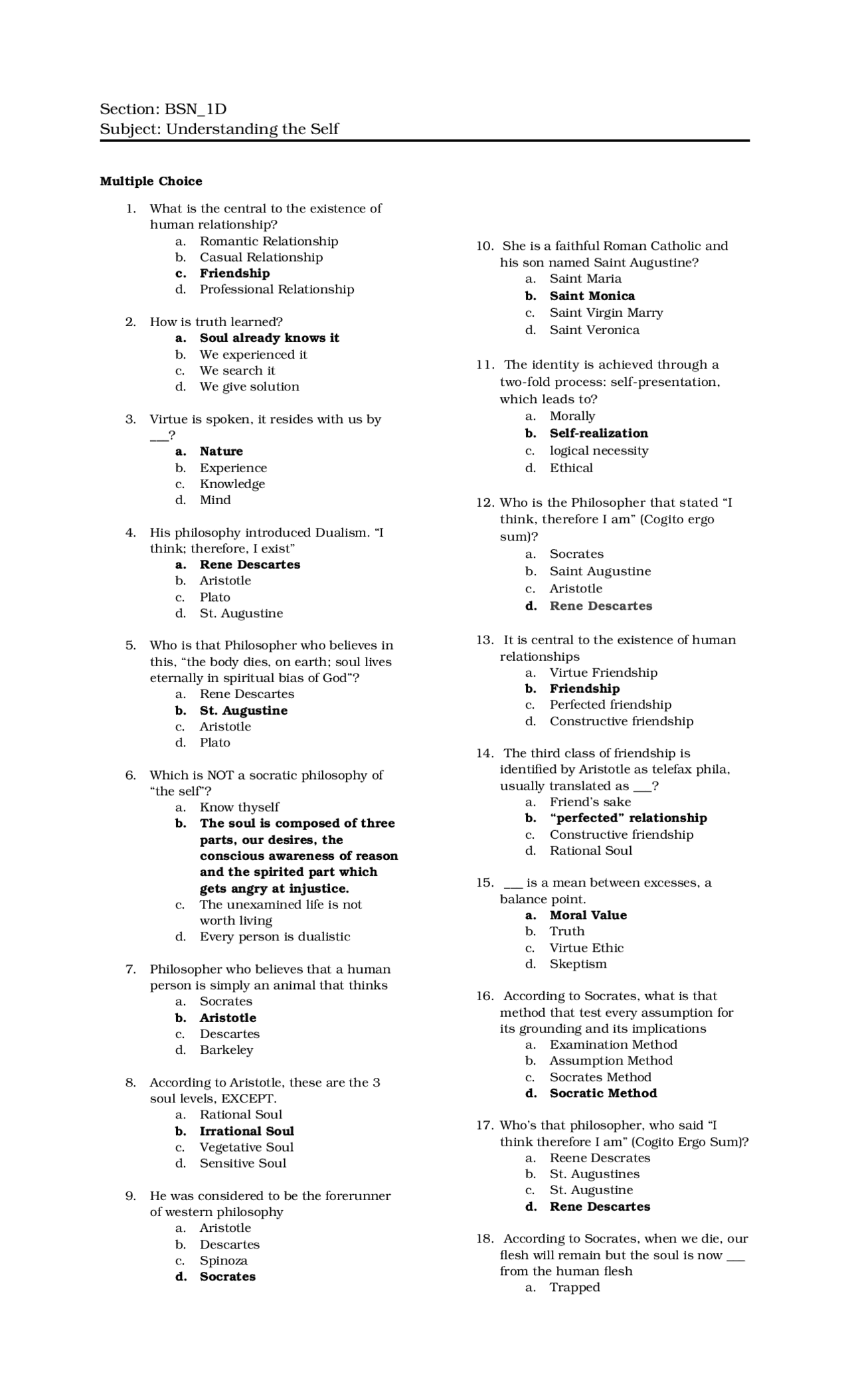 Reviewers And Exercises For Philosophy Docsity