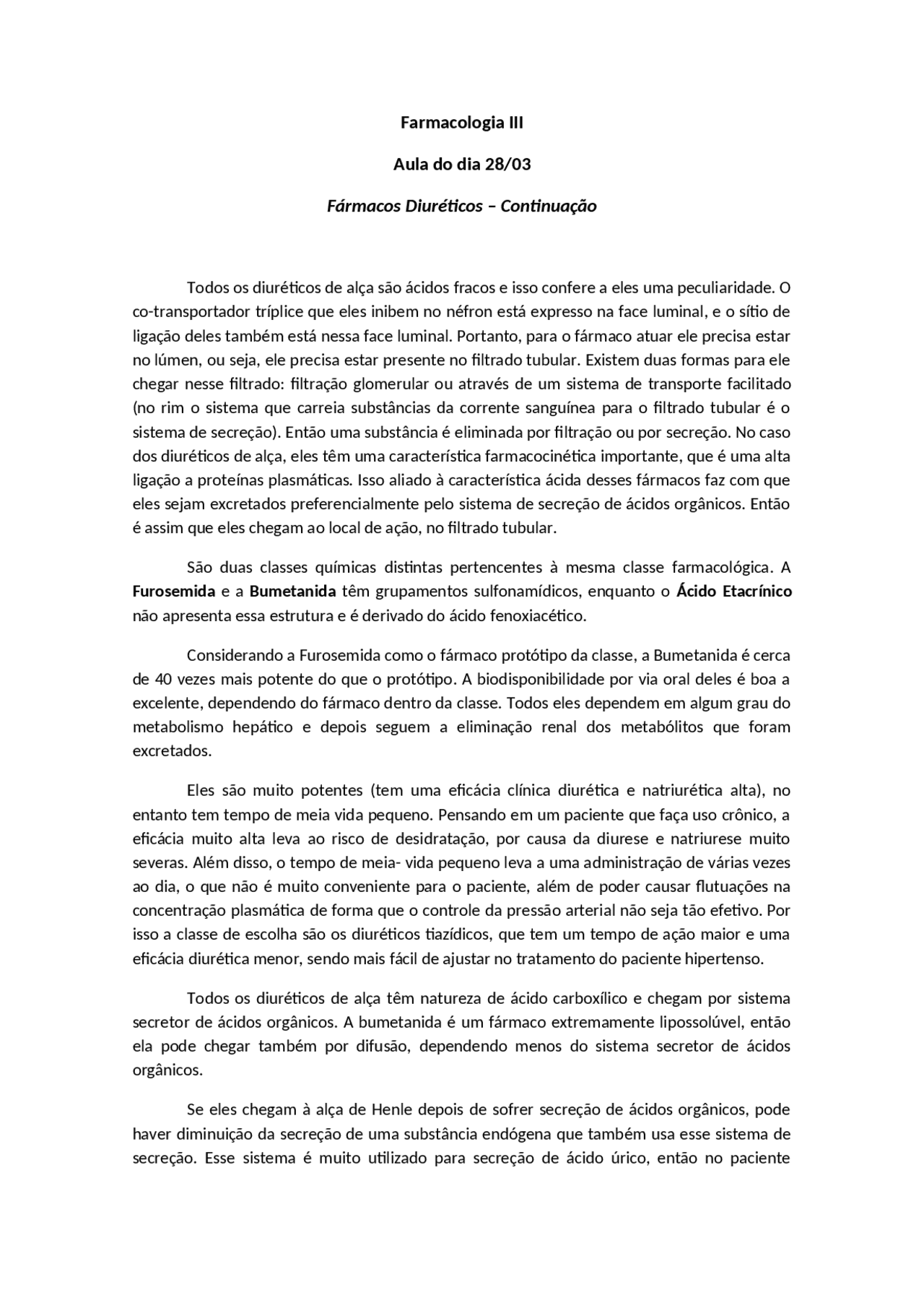 Fármacos Diuréticos 2 Docsity