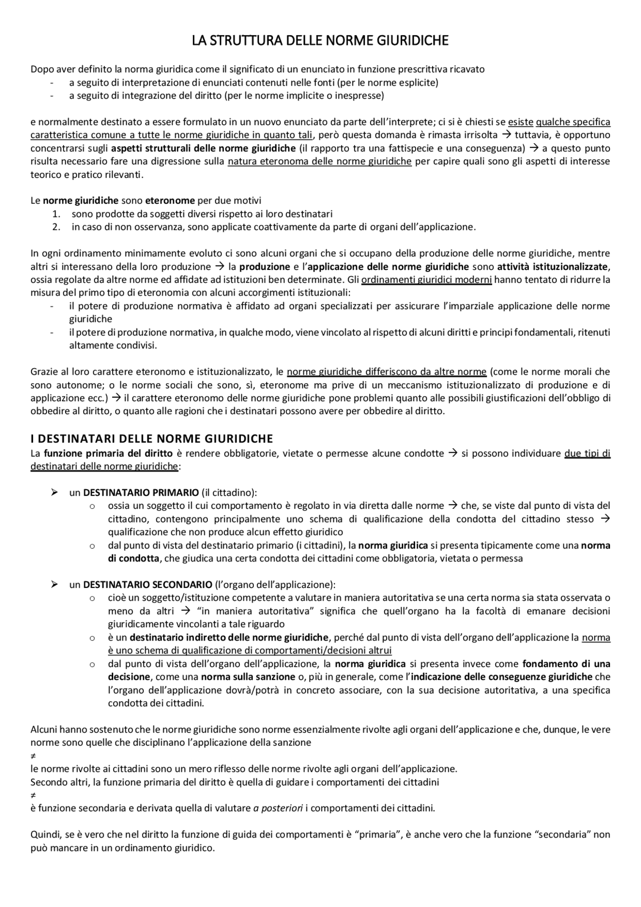Cap.2 "la struttura delle norme giuridiche" - Docsity