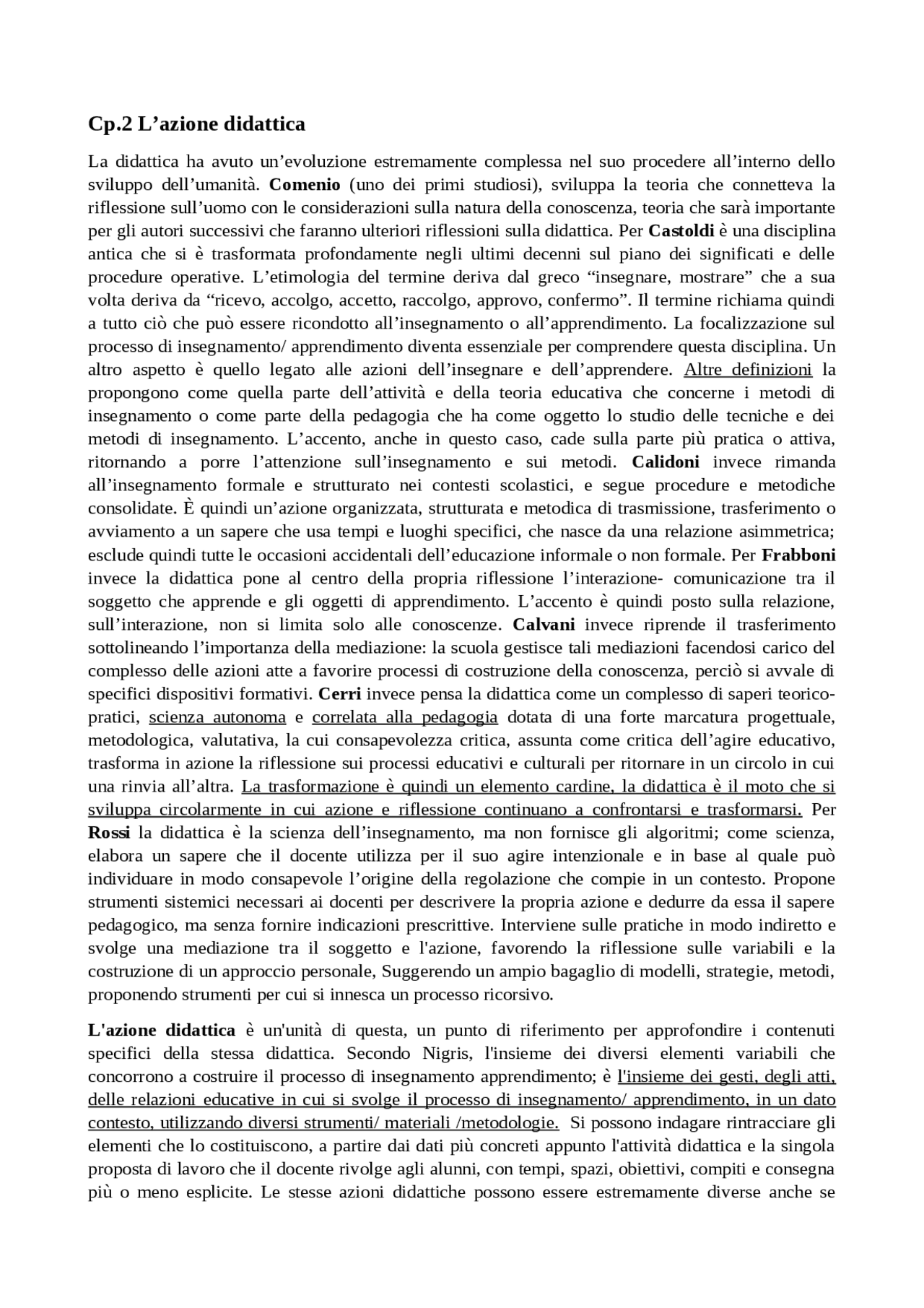 Didattica Generale Riassunto Libro Docsity