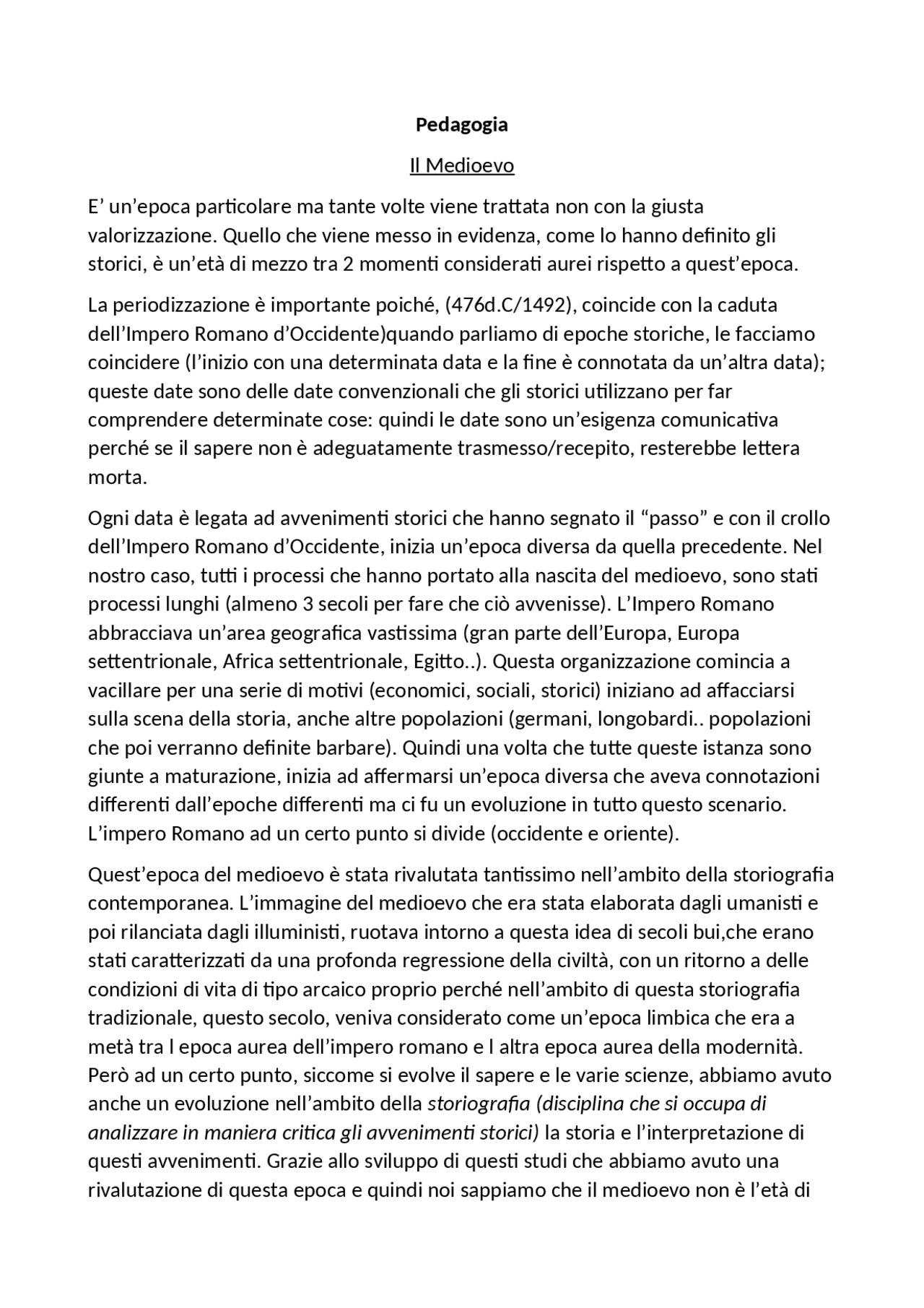 Pedagogia Generale E Differenze Docsity