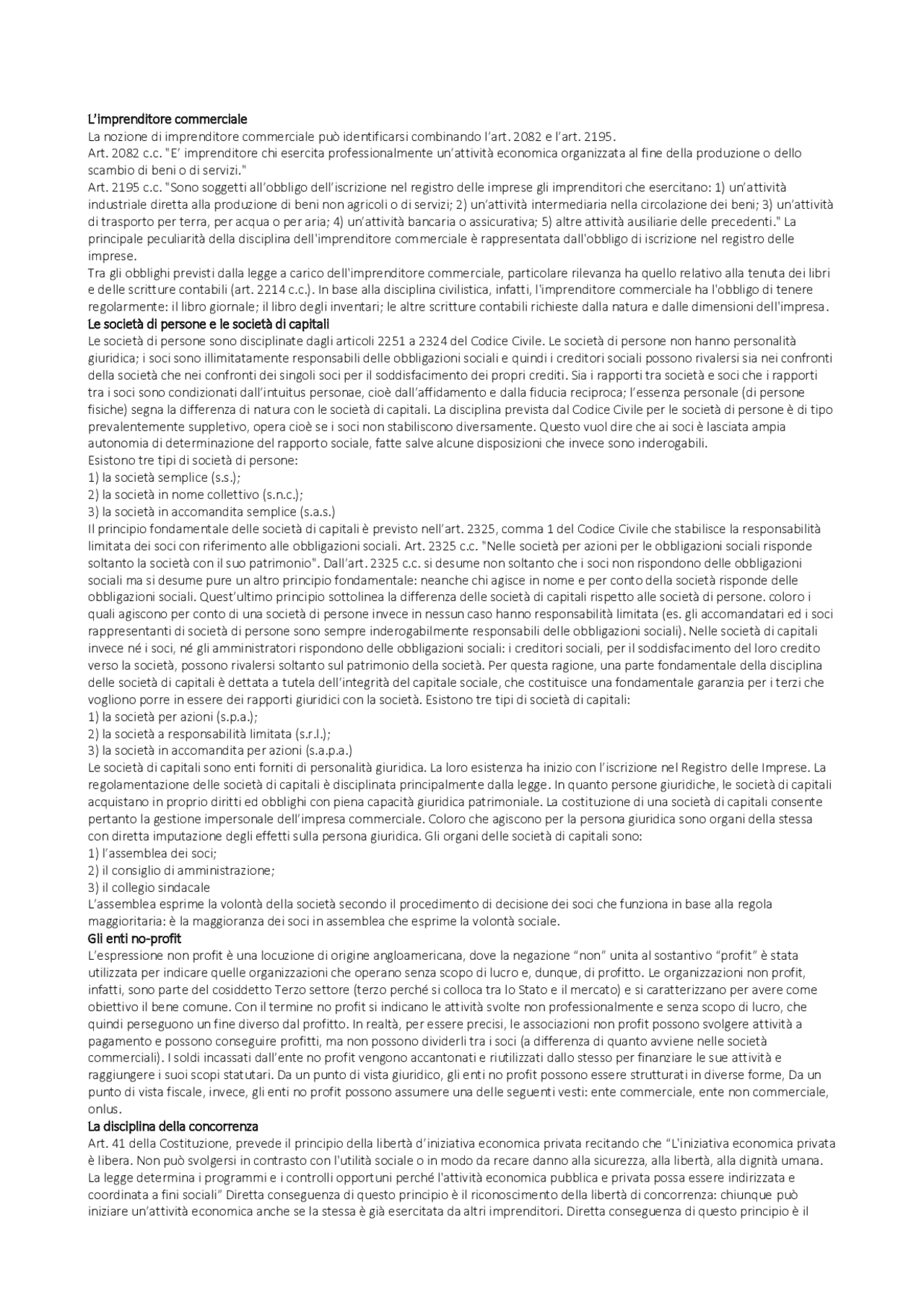 Domande aperte complete diritto commerciale | Panieri di Diritto Commerciale | Docsity