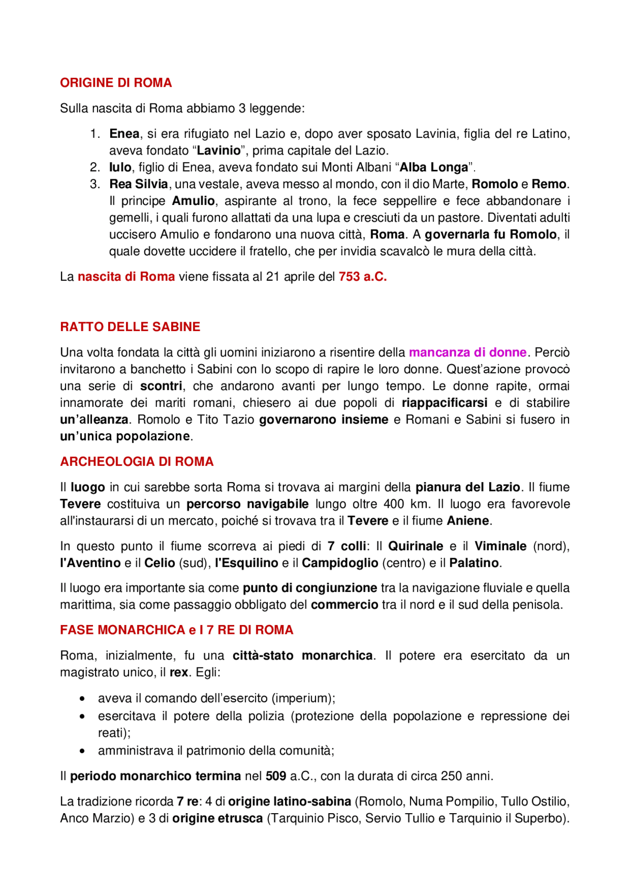 Riassunto Origine Di Roma Docsity