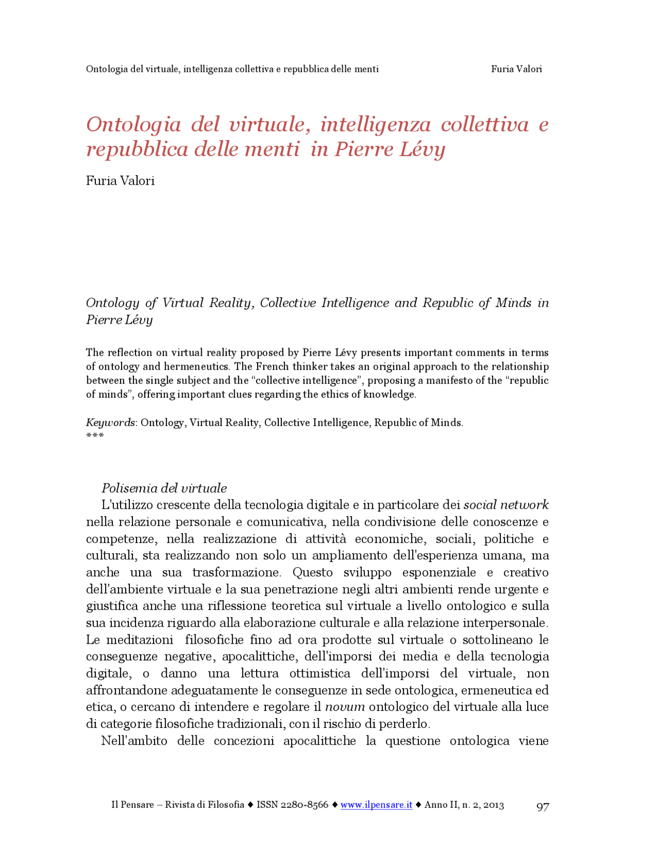 Ontologia Del Virtuale Docsity