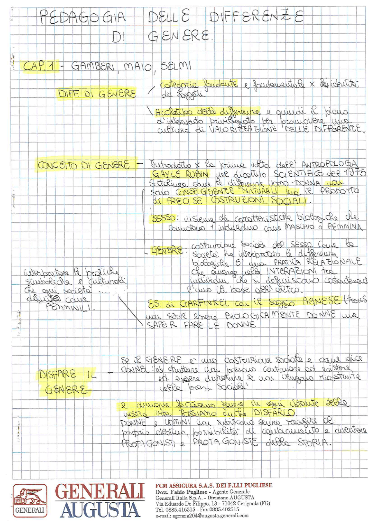Pedagogia Delle Differenze Di Genere Docsity