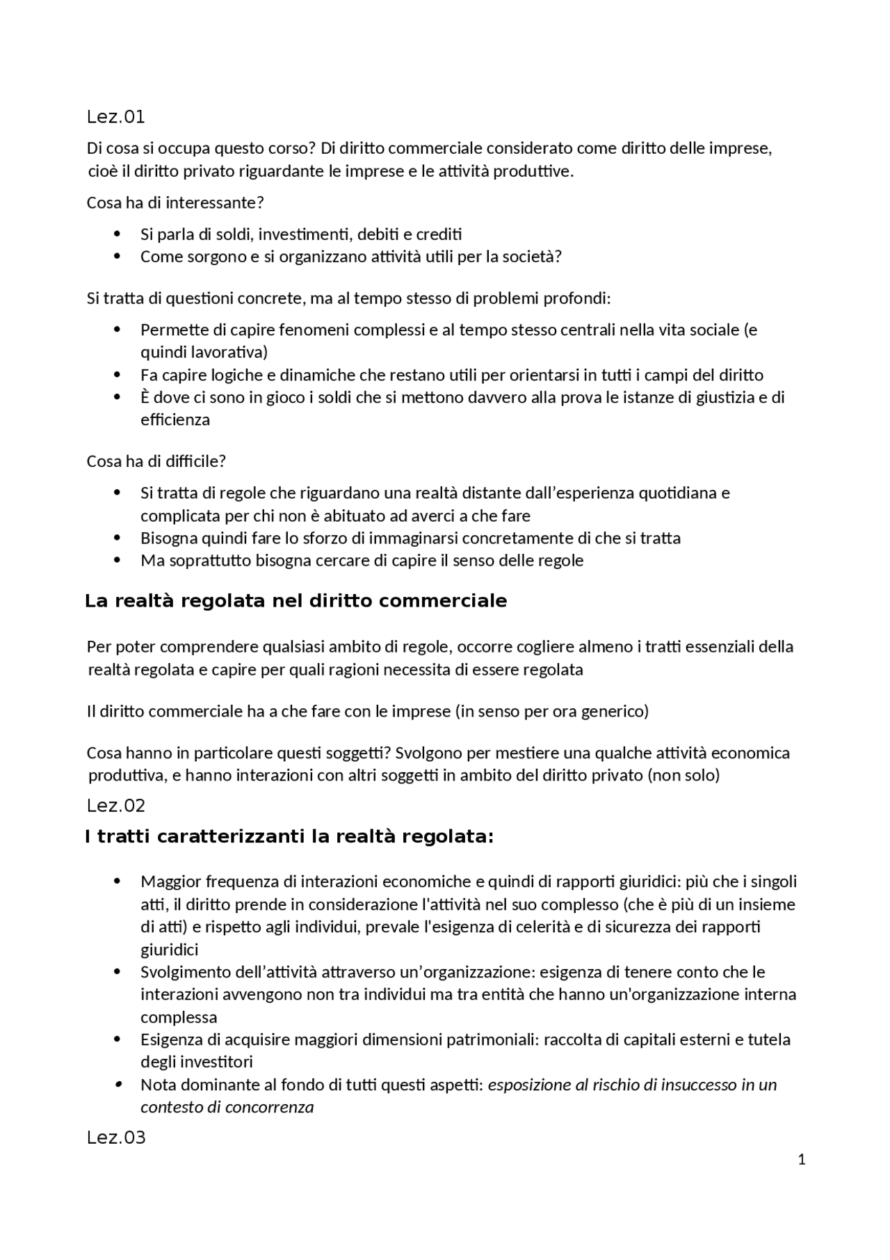 Appunti Lezione Diritto Commerciale Docsity