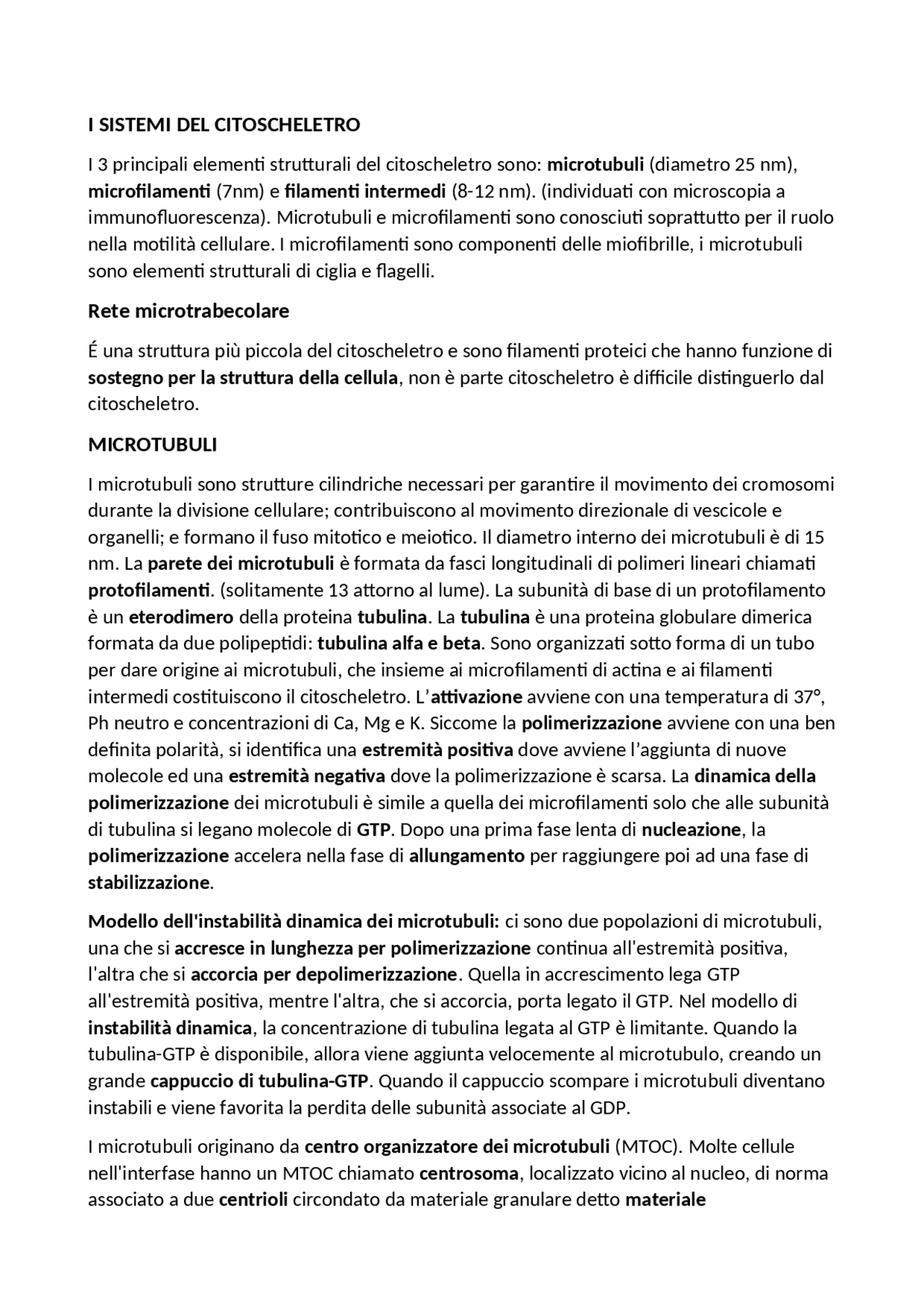 Citoscheletro E Specializzazioni Di Membrana Docsity