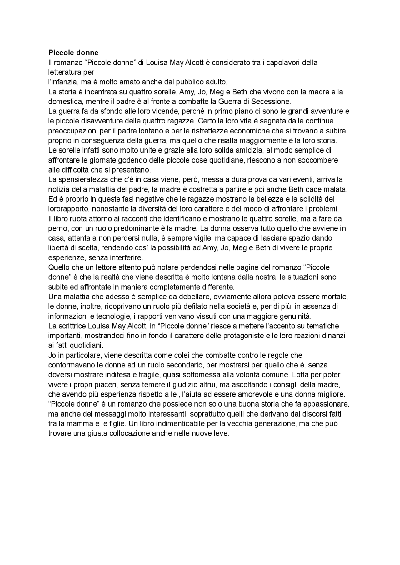 Libro Piccole Donne” Docsity