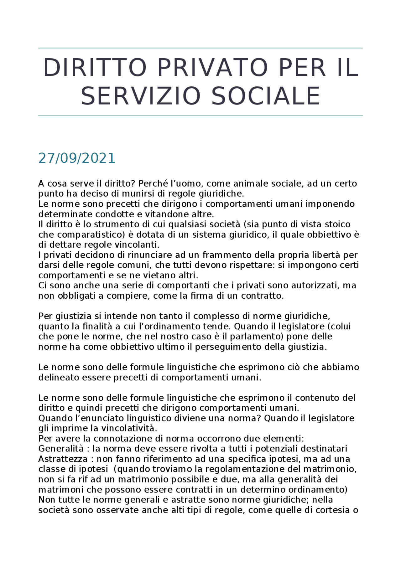Appunti Diritto Privato Per I Servizi Sociali Docsity
