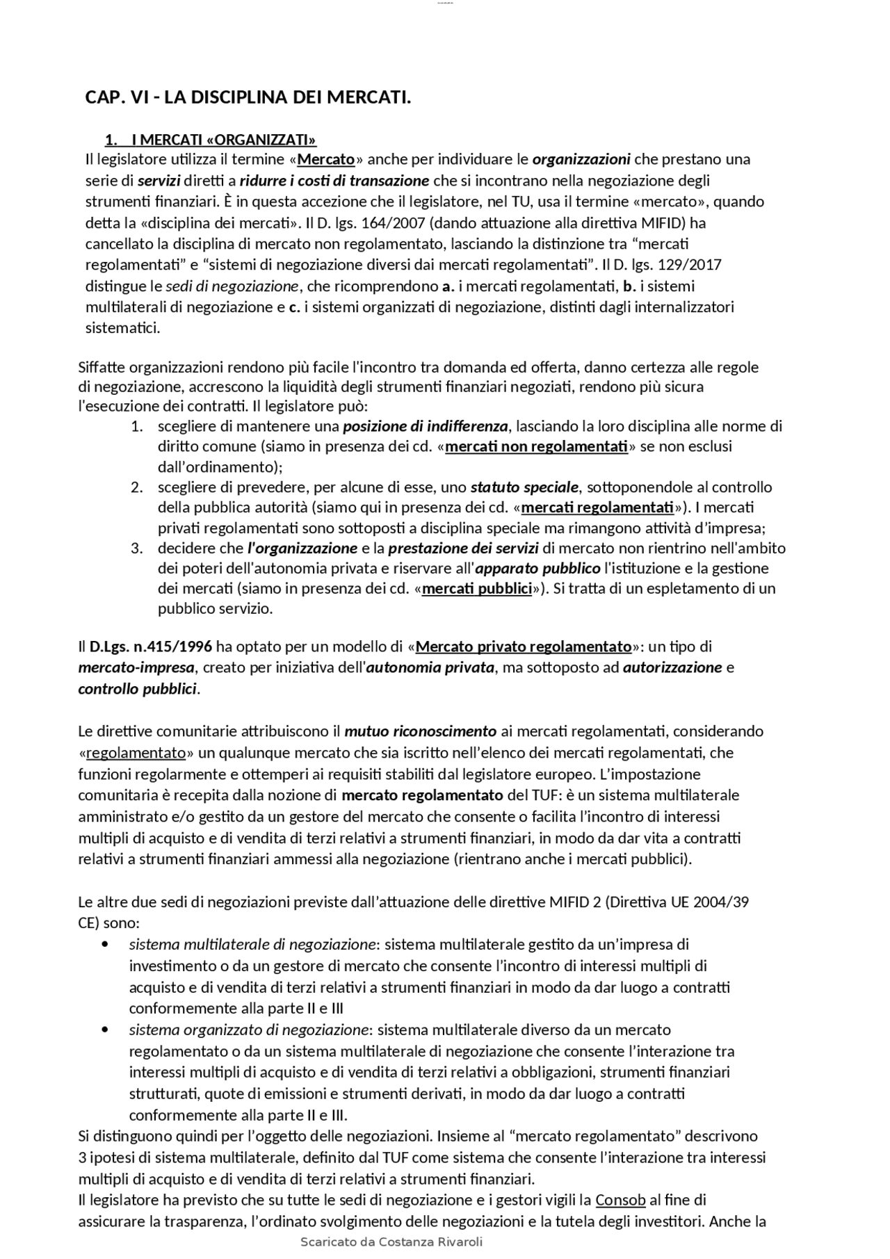 Riassunto Costi Dal Cap 6 In Poi Docsity
