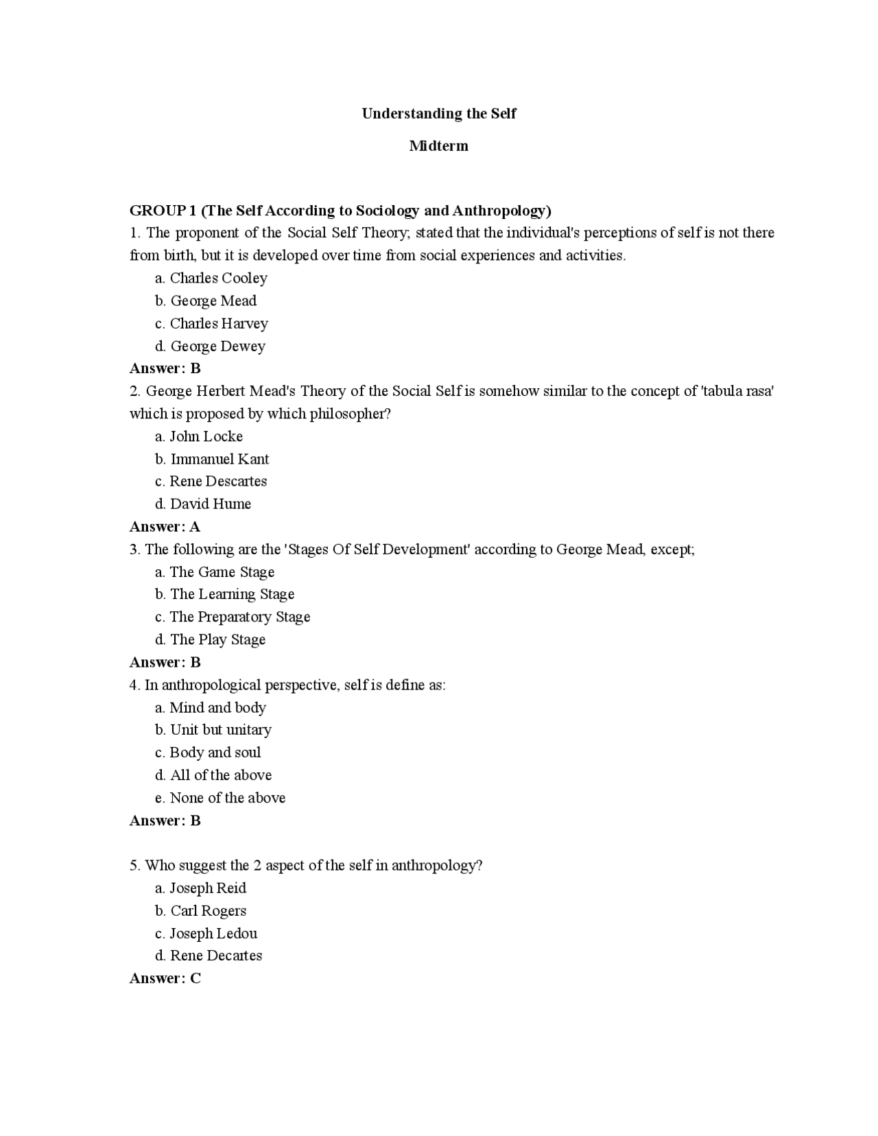 Multiple Choice Type Exam Docsity