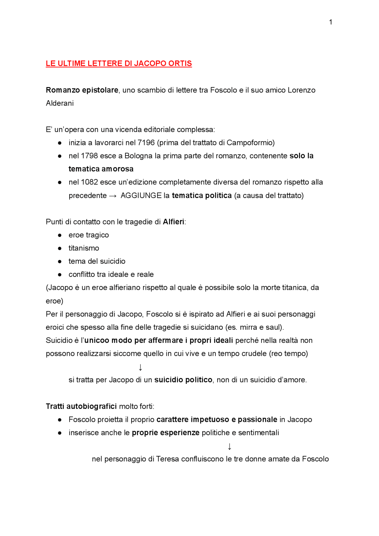 Appunti Di Italiano Su Foscolo Docsity