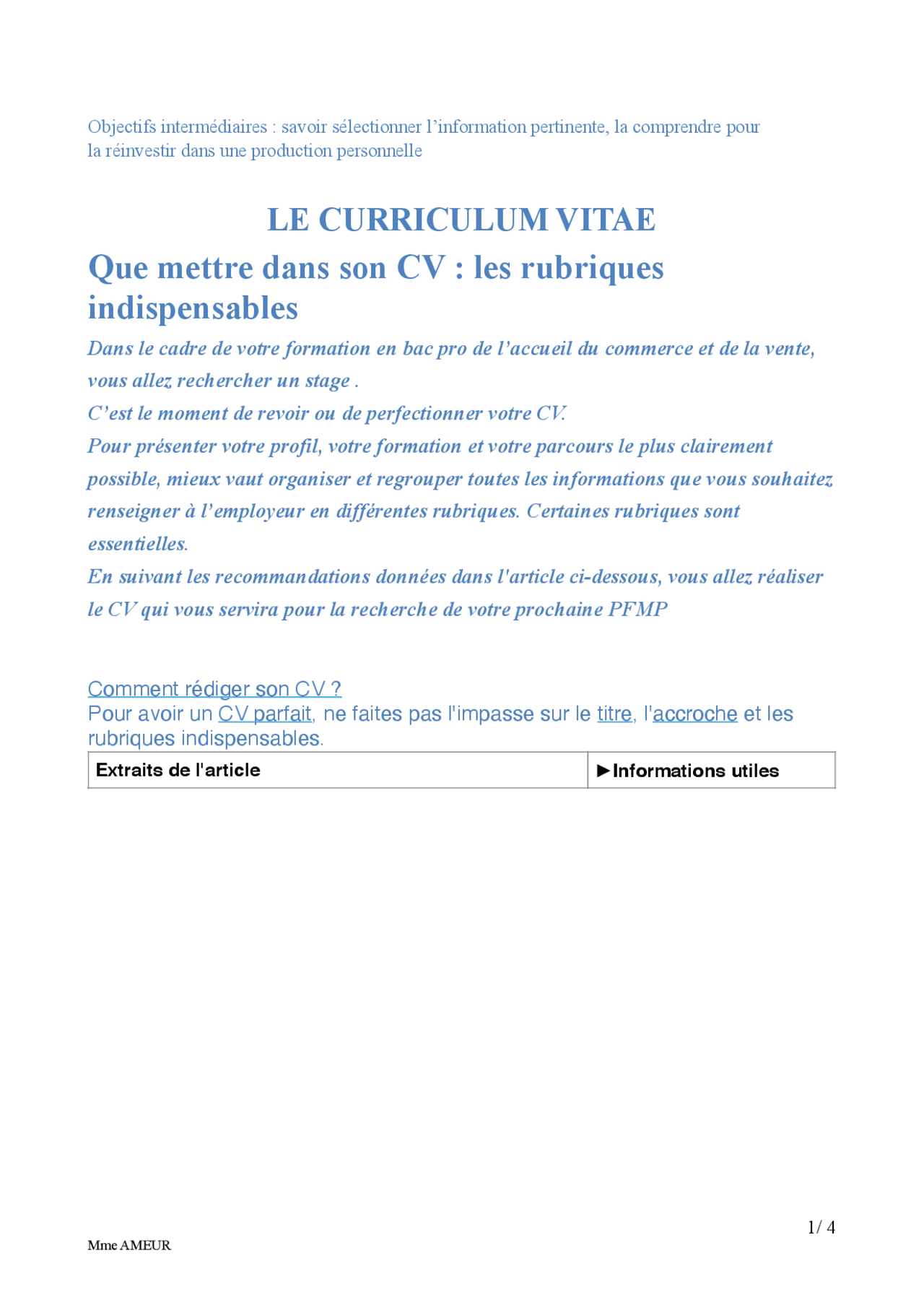 Curriculum Vitae Moderne Et Efficace Docsity