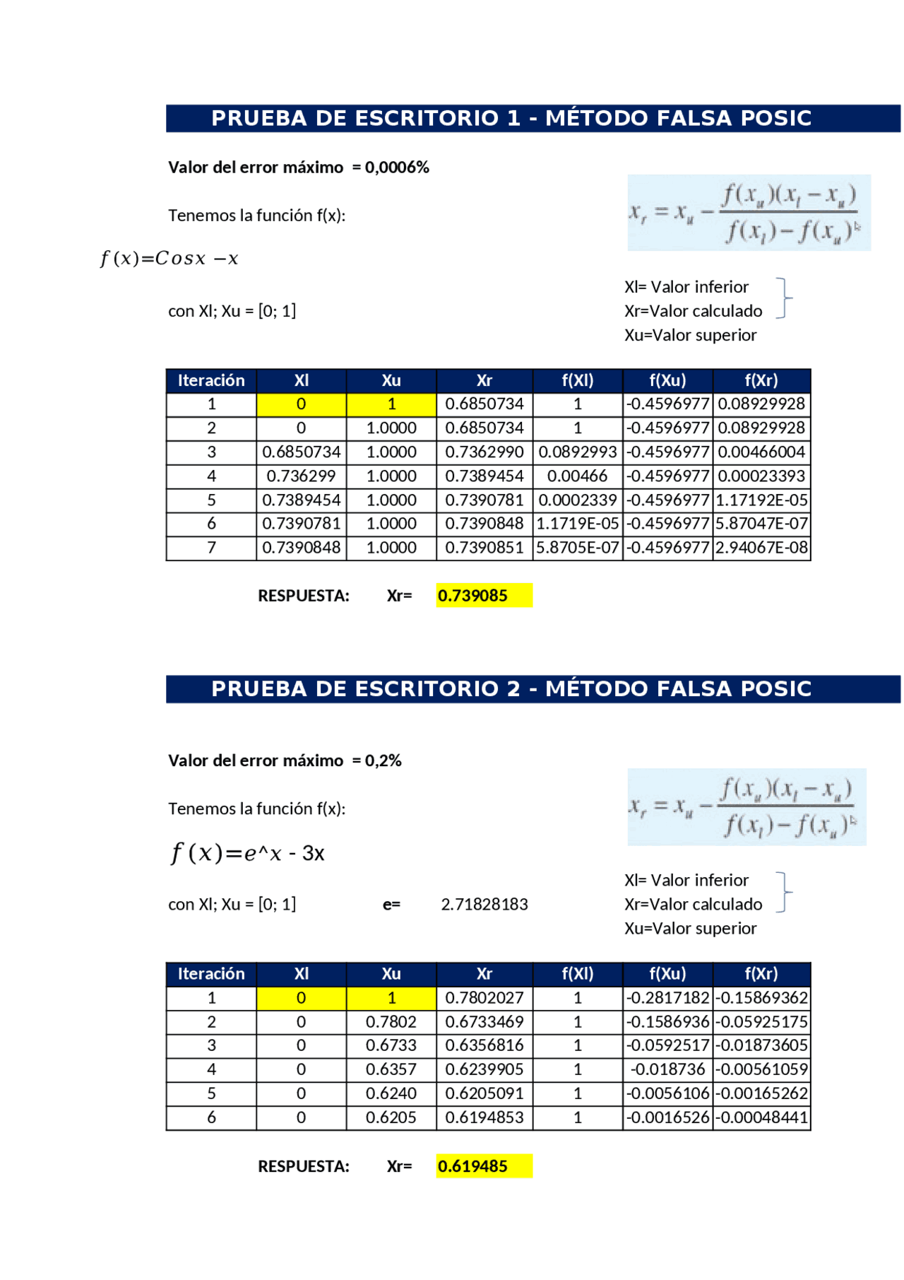 Presentacion de pruebas de escritorio para metodos y validar en matlab | Ejercicios de ...