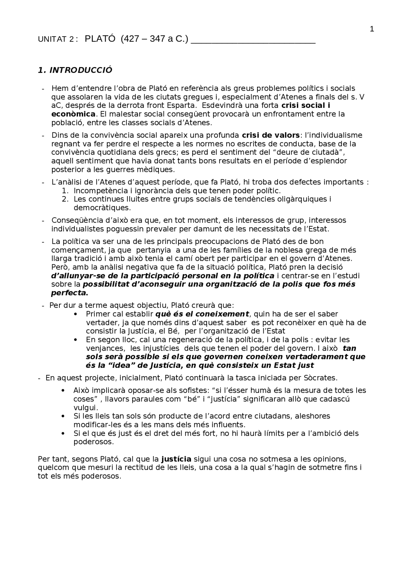 Plató El Resum Del Tema Docsity