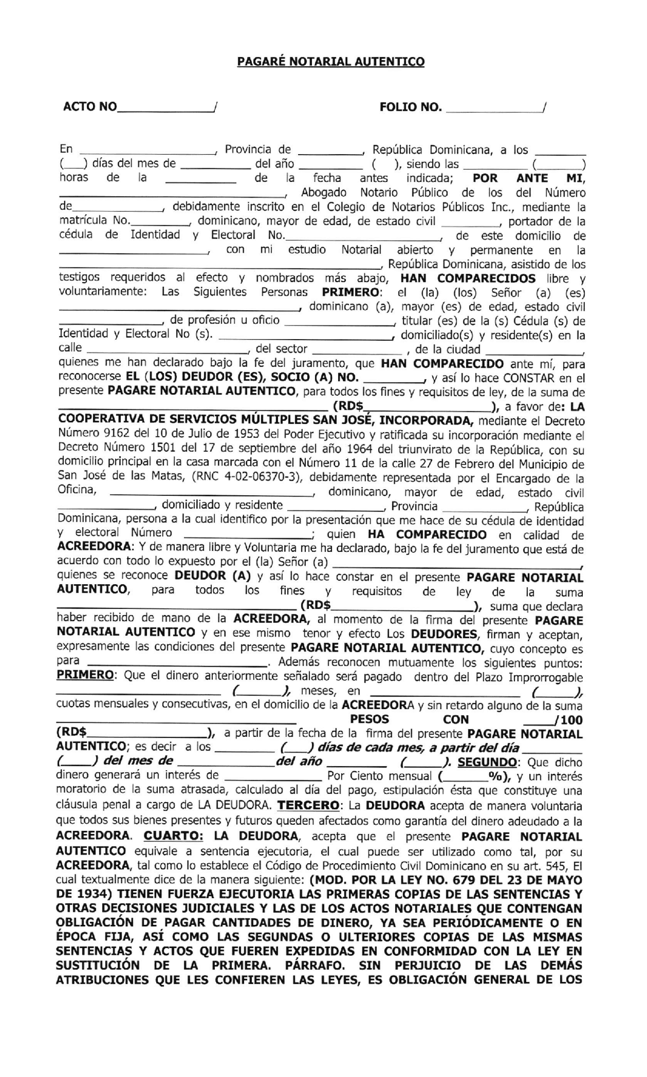 Pagare notarial empresarial - Docsity