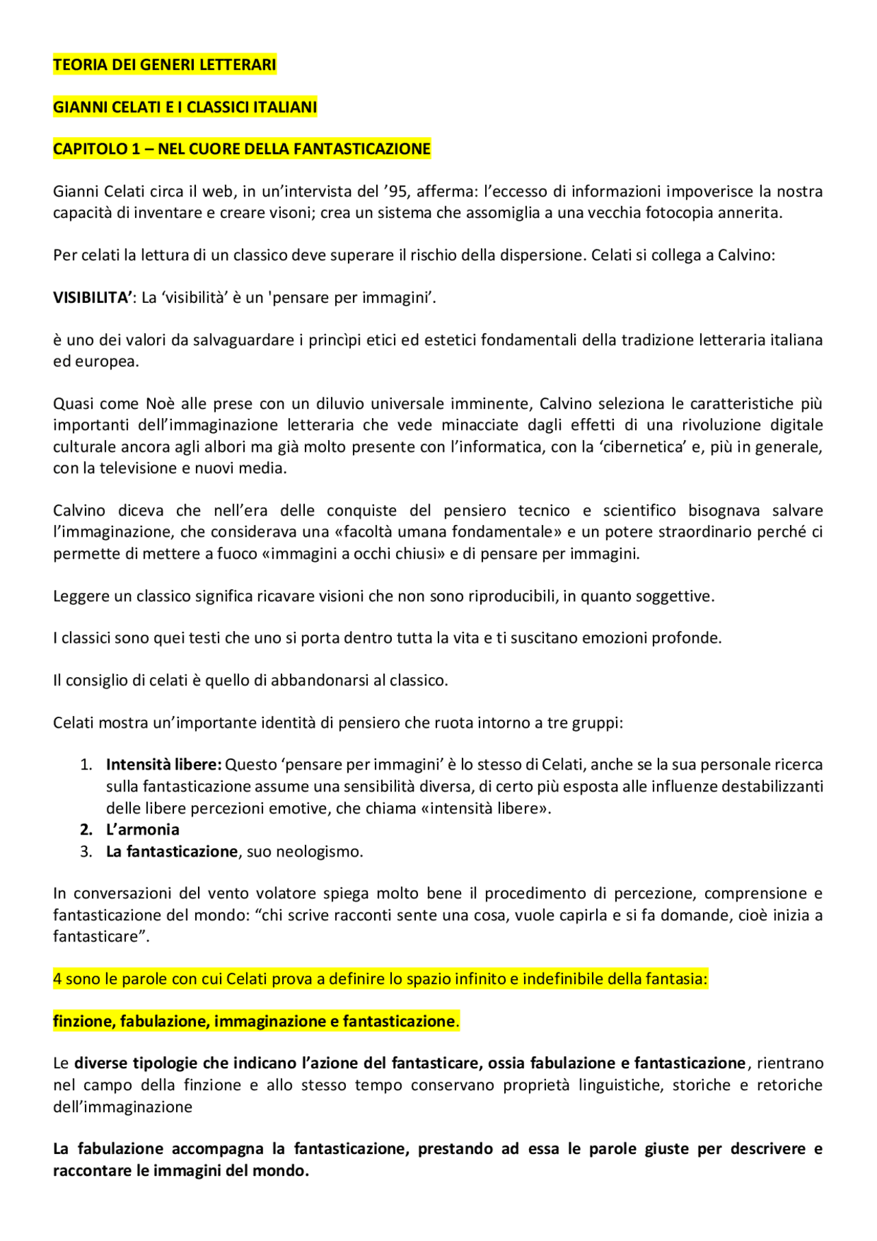Teoria Dei Generi Letterari Docsity