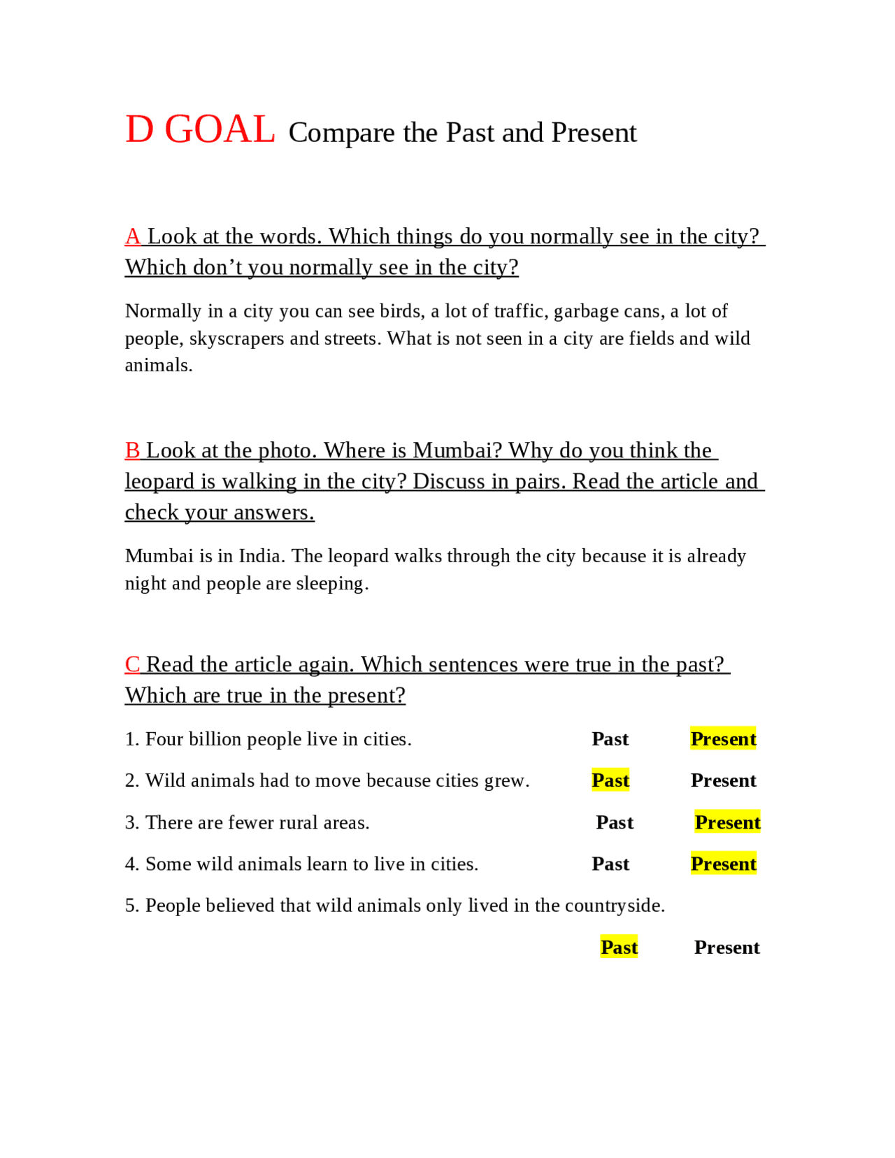 Compare the Past and Present - Docsity