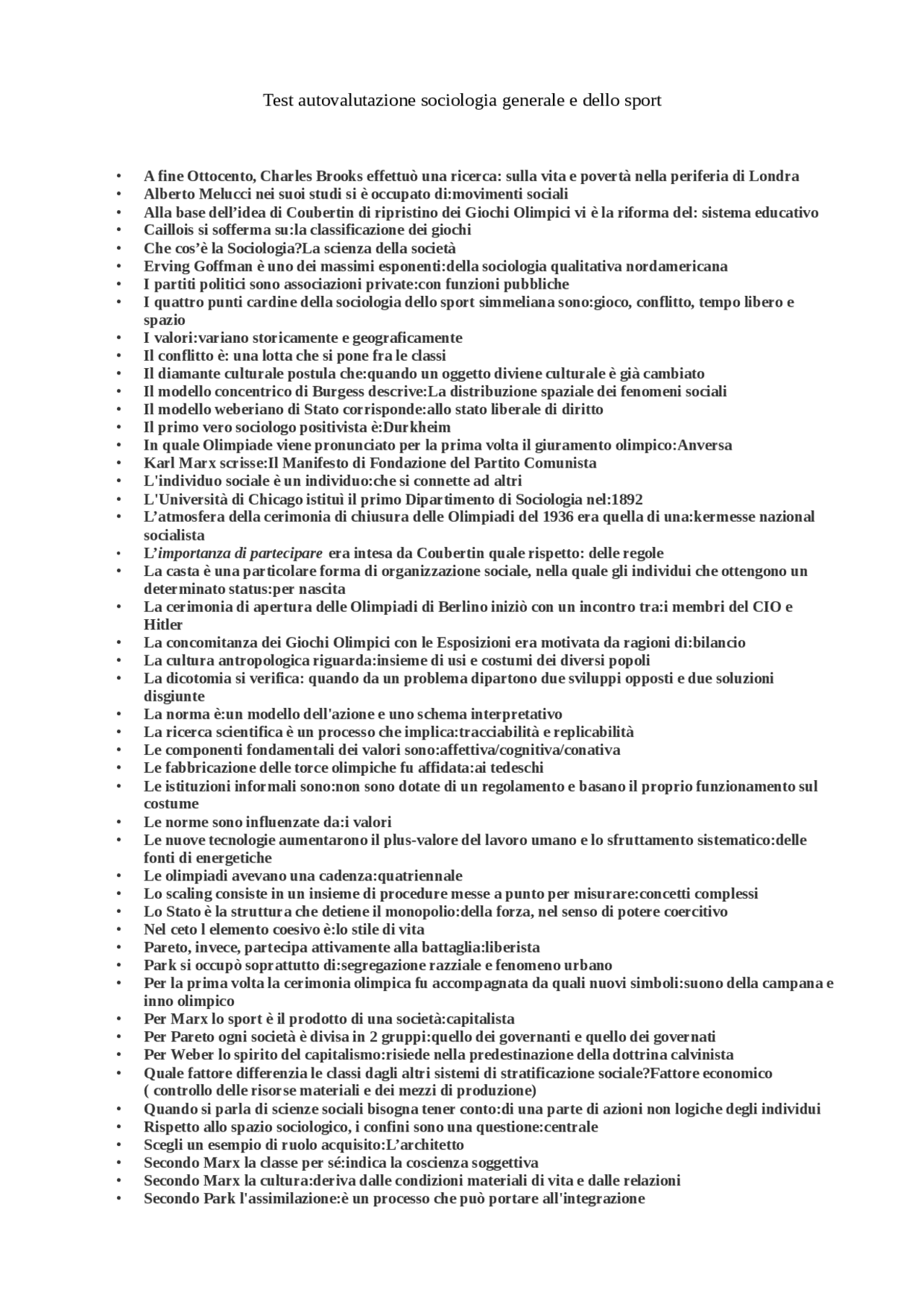 Sociologia Generale E Dello Sport 2020 Docsity