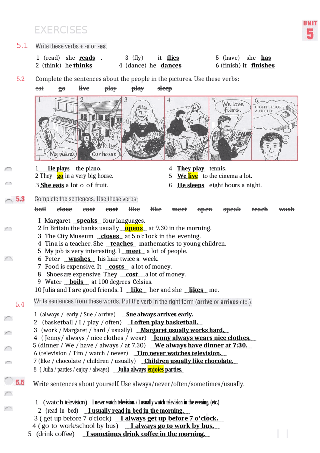 Practicas De Simple Present Docsity