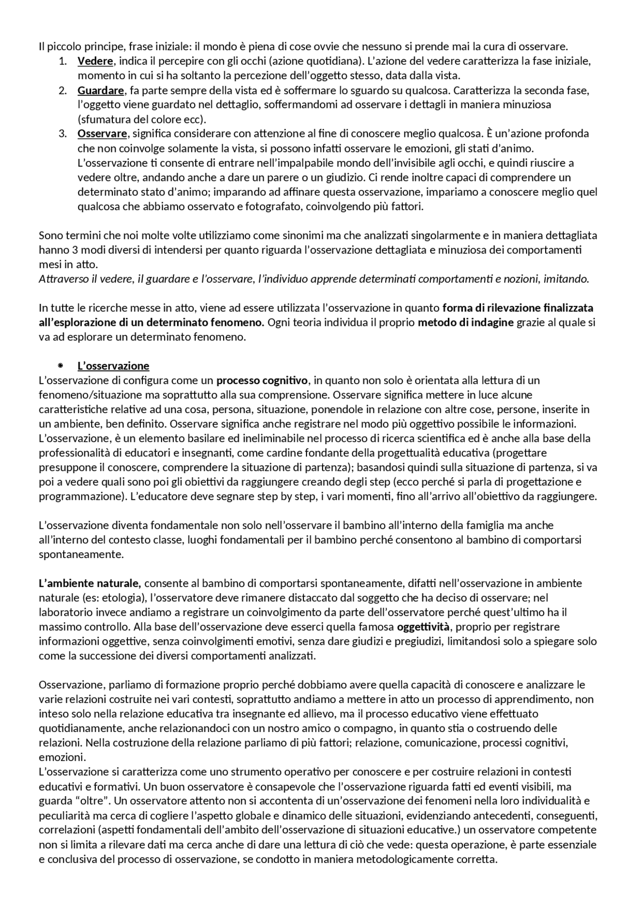 Appunti Tecniche Di Osservazione Del Comportamento Infantile Docsity