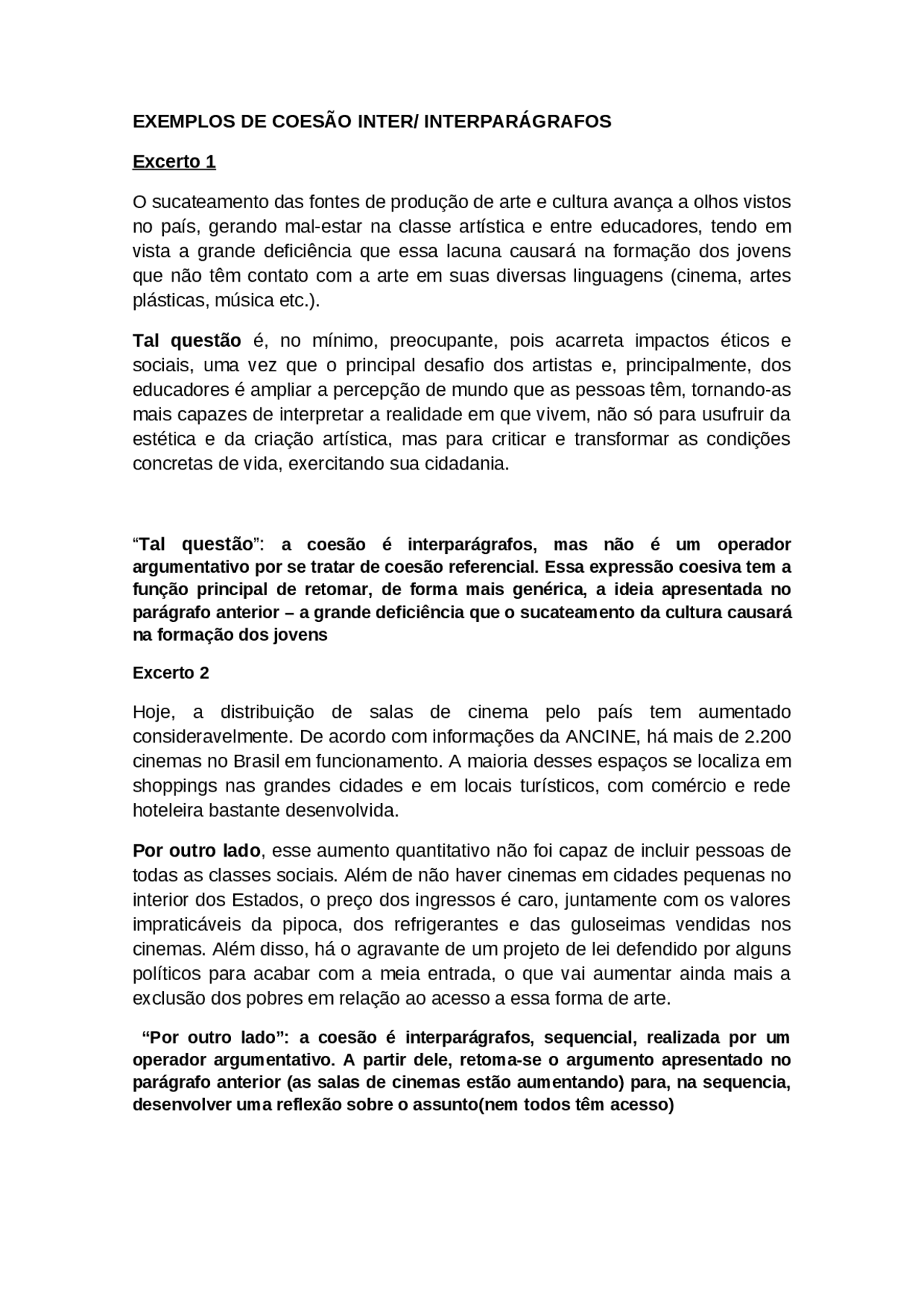 Exemplos De Coesão Para Redação Redação Português Gramática