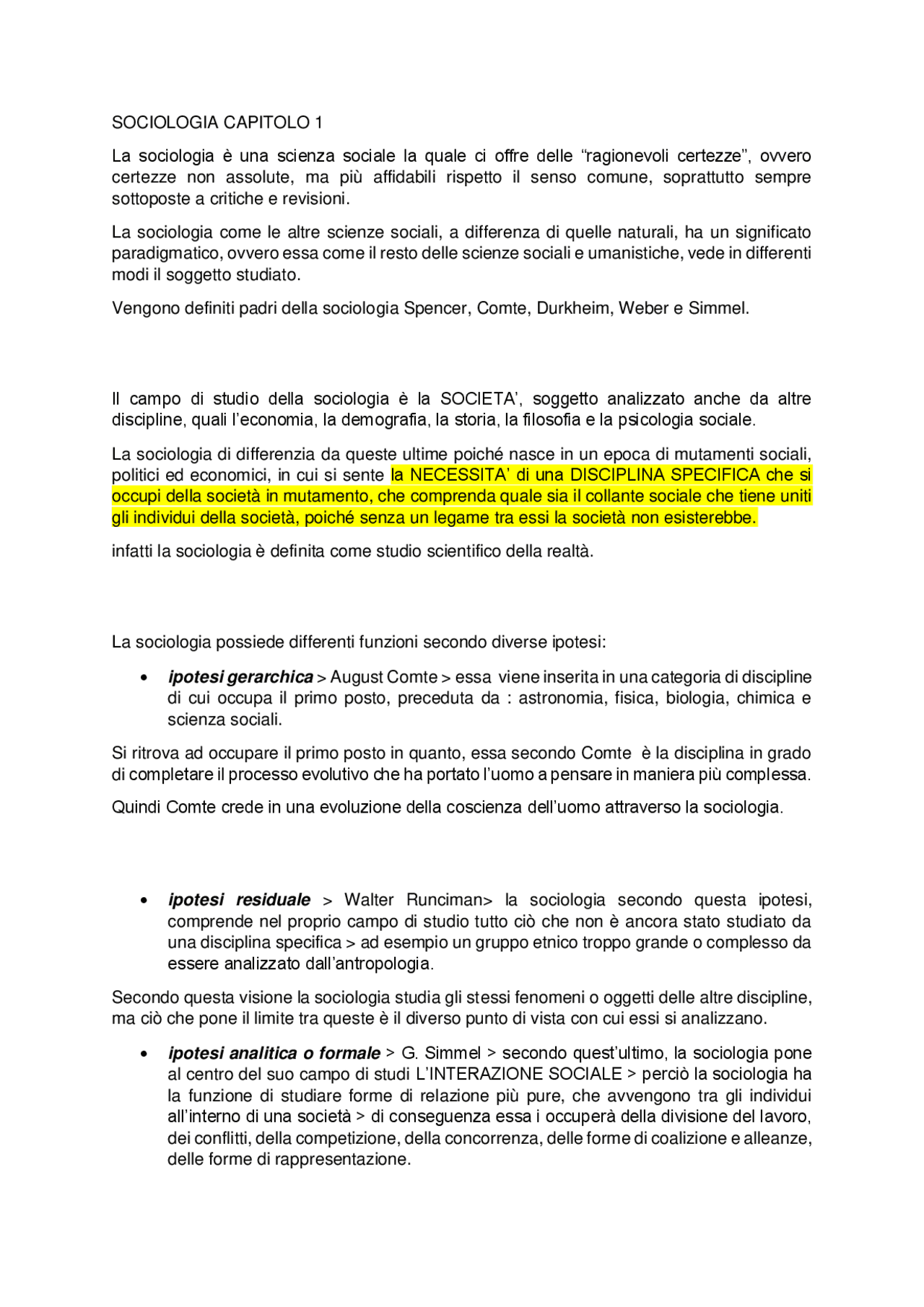 Riassunto Del Primo Capitolo Docsity