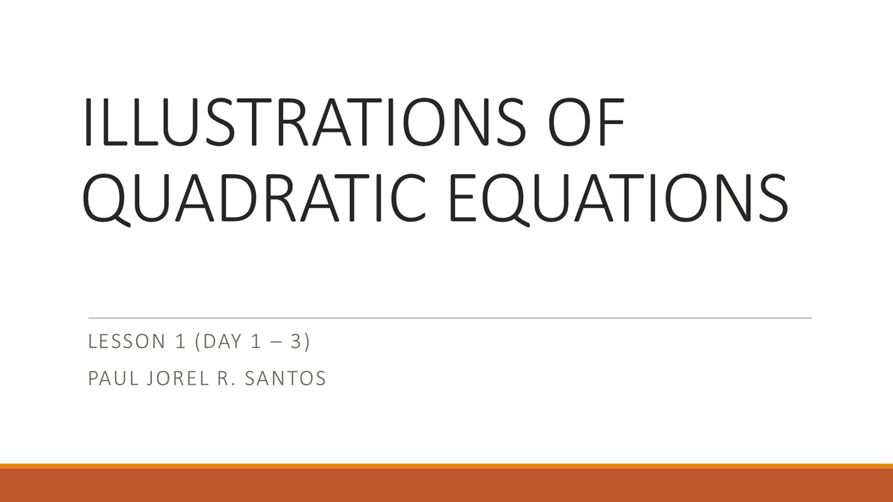 Illustrations of Quadratic Equations - Docsity