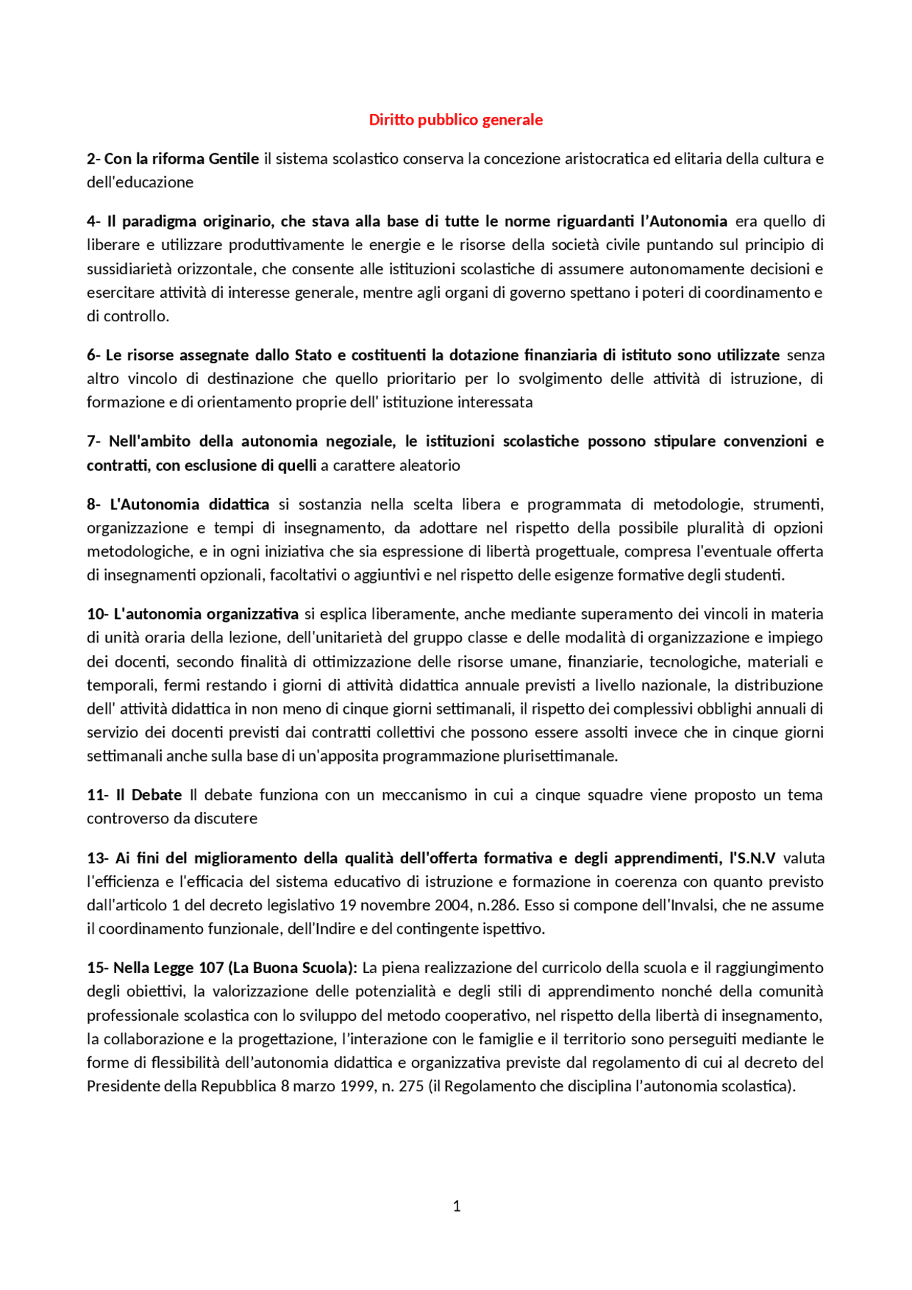 Paniere Diritto Pubblico Generale I Master A46 E Campus 2021 Docsity
