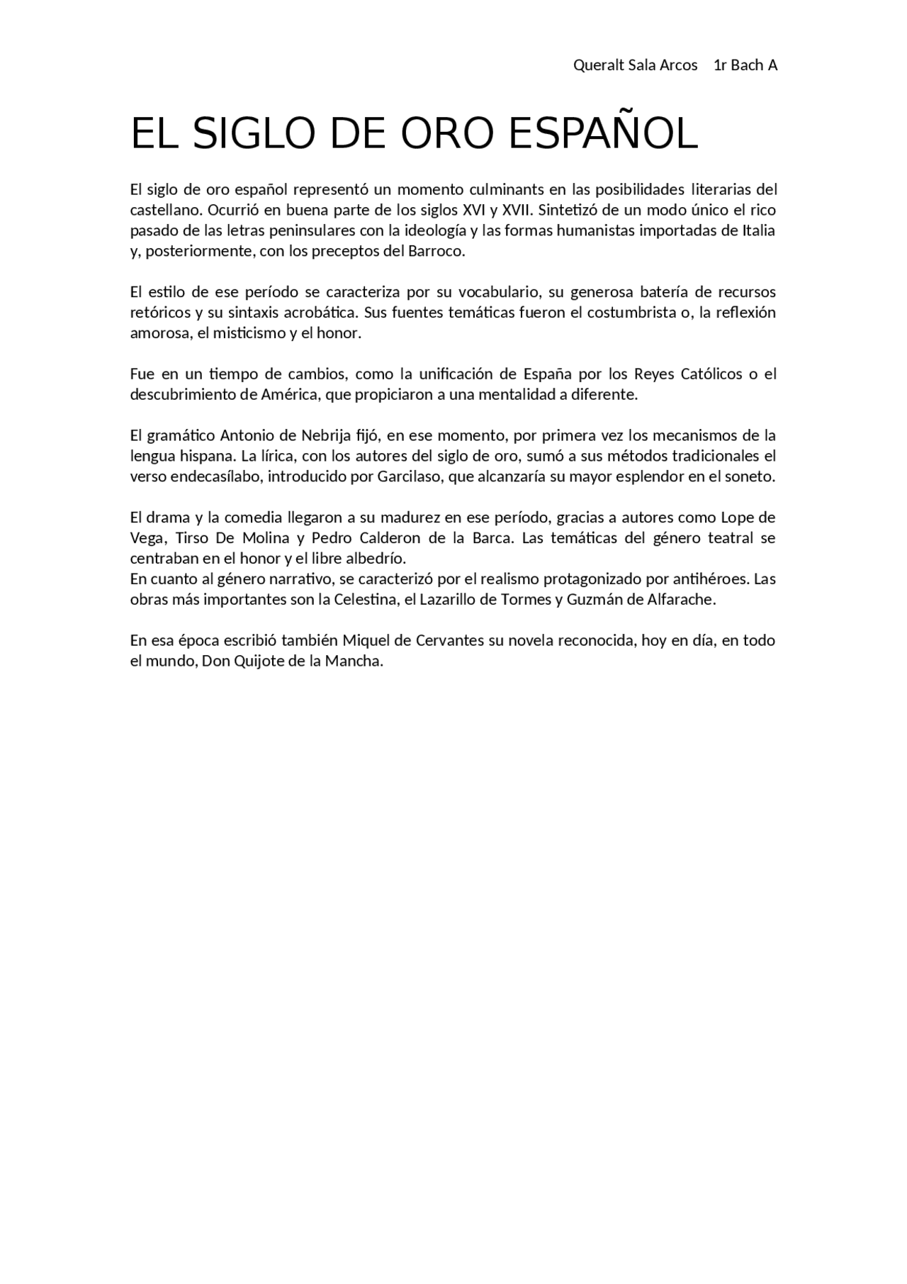 El Siglo de Oro español (XVI y XVII) - Docsity