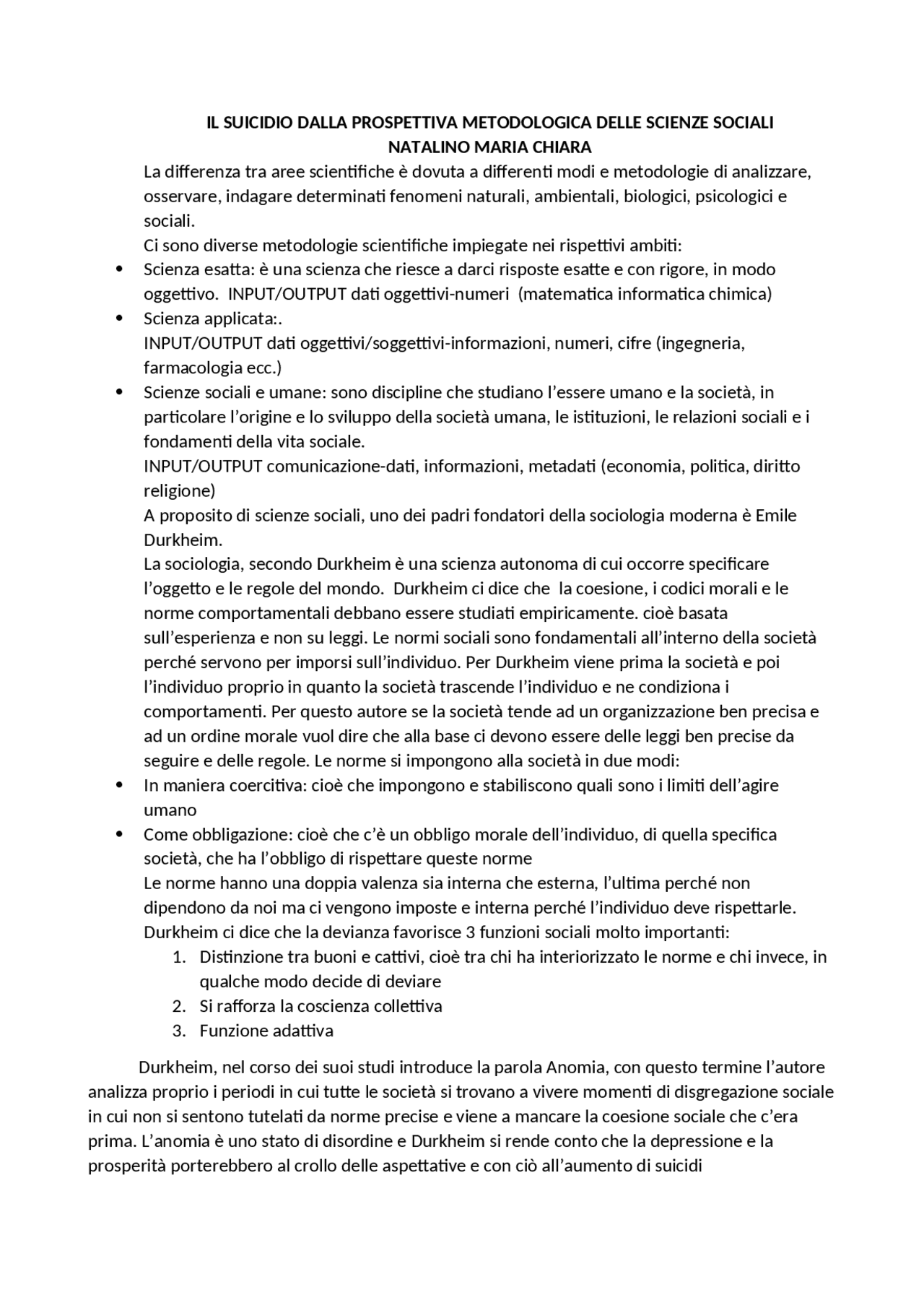 Durkehim Suicidio E Scienze Sociali Docsity