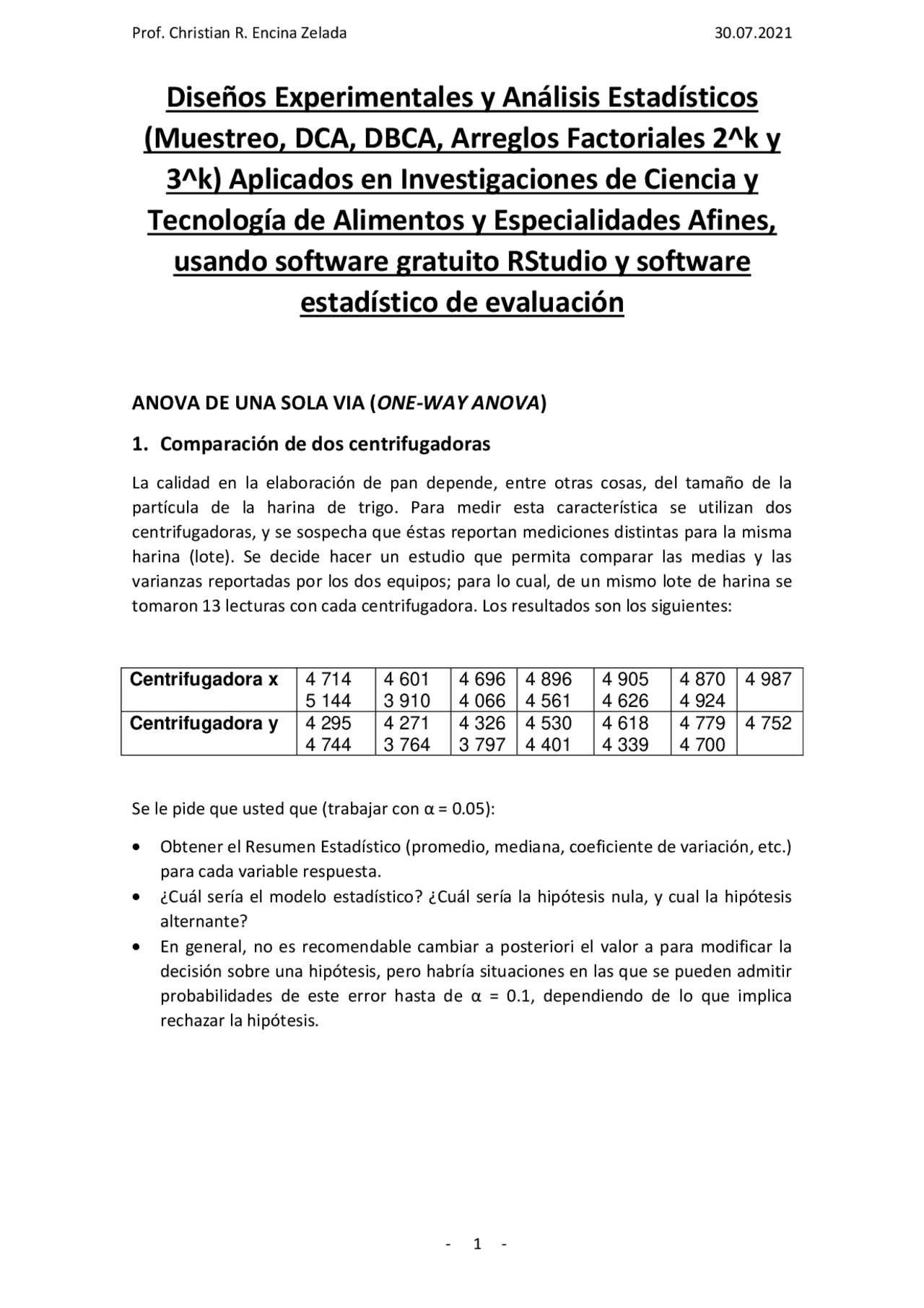 Ejercicios Diseño De Experimentos Docsity