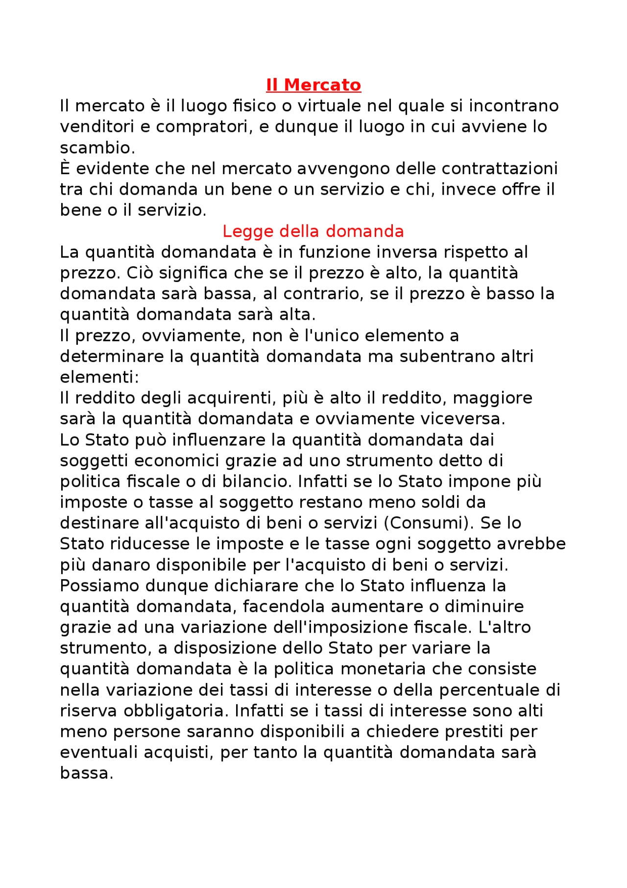 Il Mercato E Le Strategie Docsity