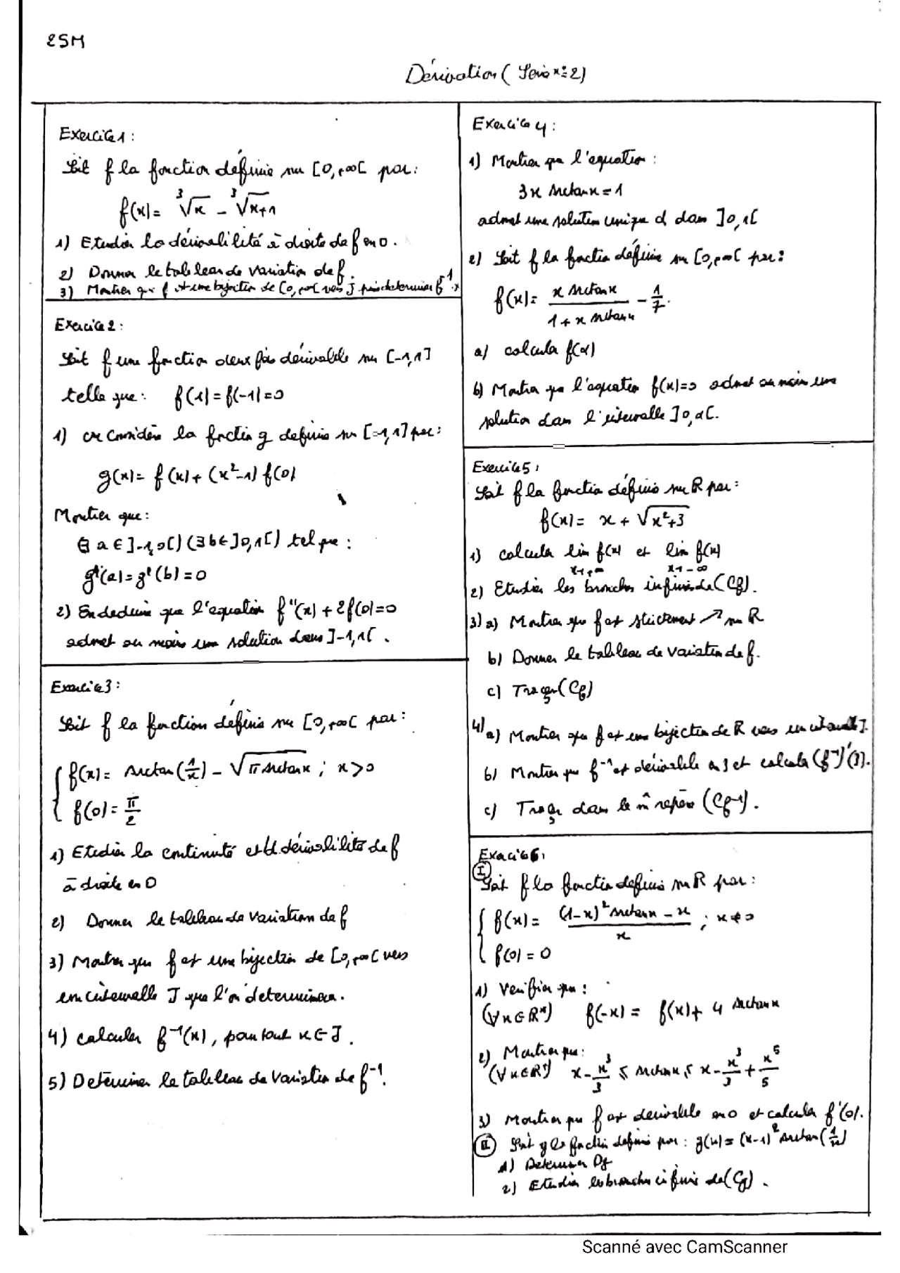 Derivation Exercices Docsity