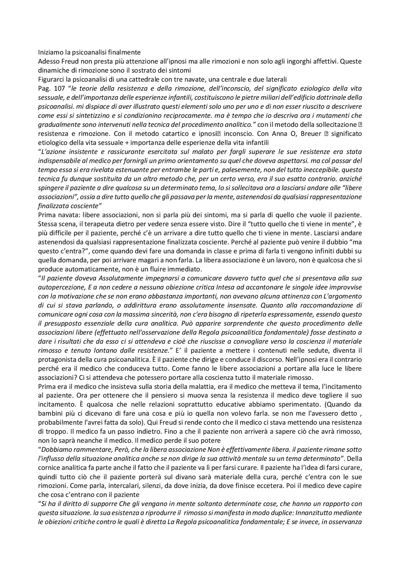Prima Lezione Sulla Psicanalisi Docsity