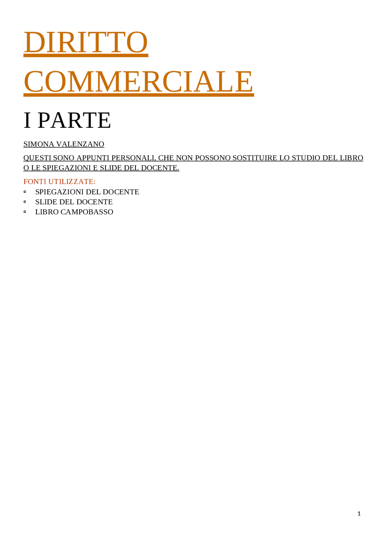 Riassunto Di Diritto Commerciale Docsity