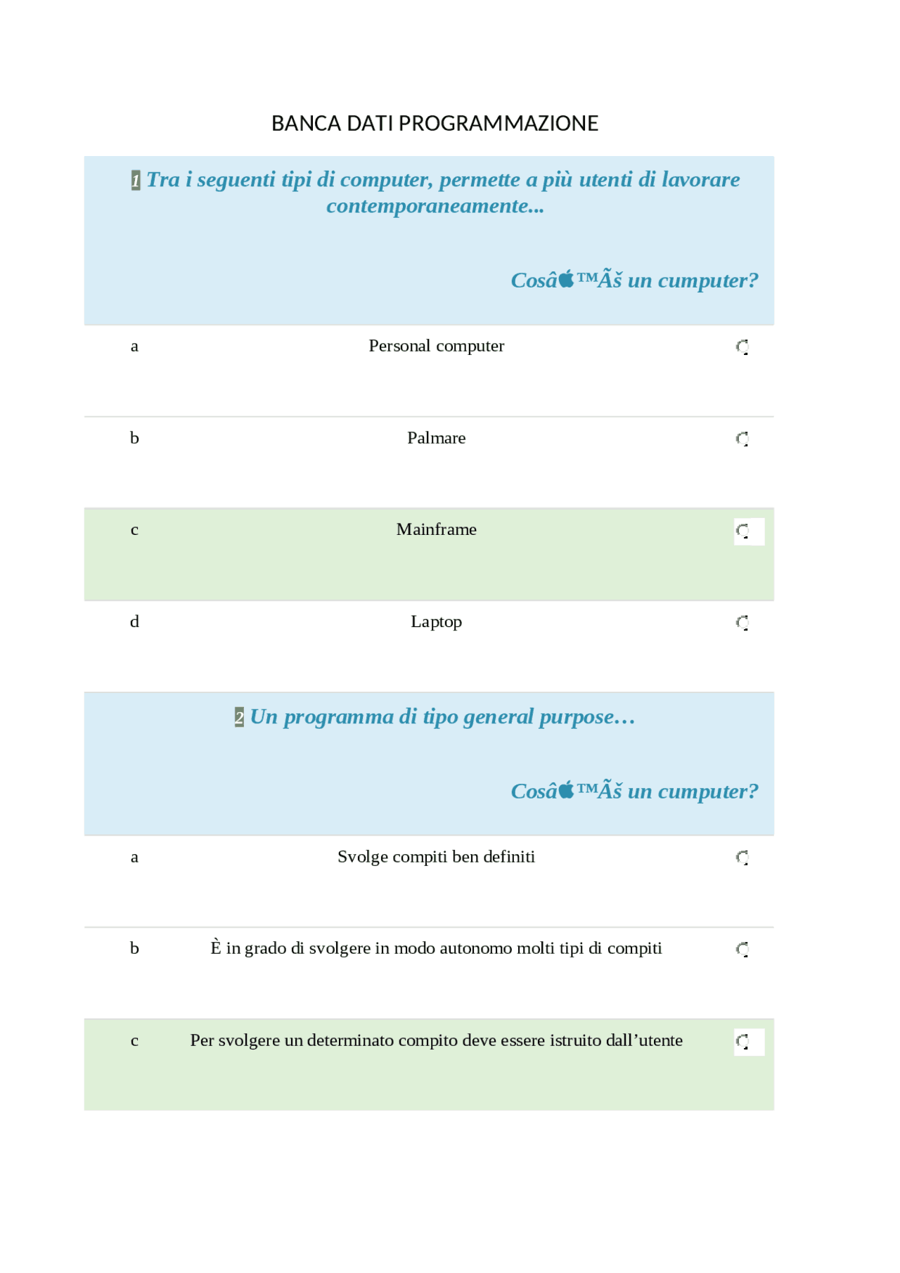 Banca Dati Programmazione Docsity