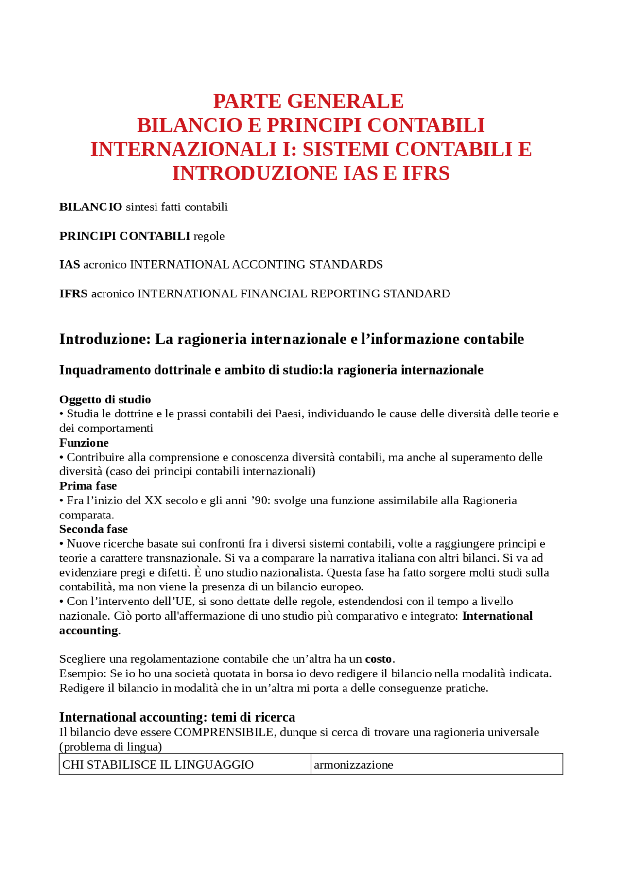 Bilancio E Principi Contabili Internazionali Docsity